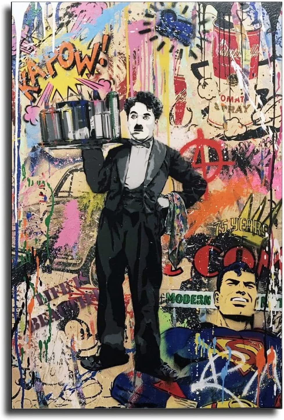ASPORIC Charlie Chaplin Graffiti Street Art Poster Decorative Painting ...