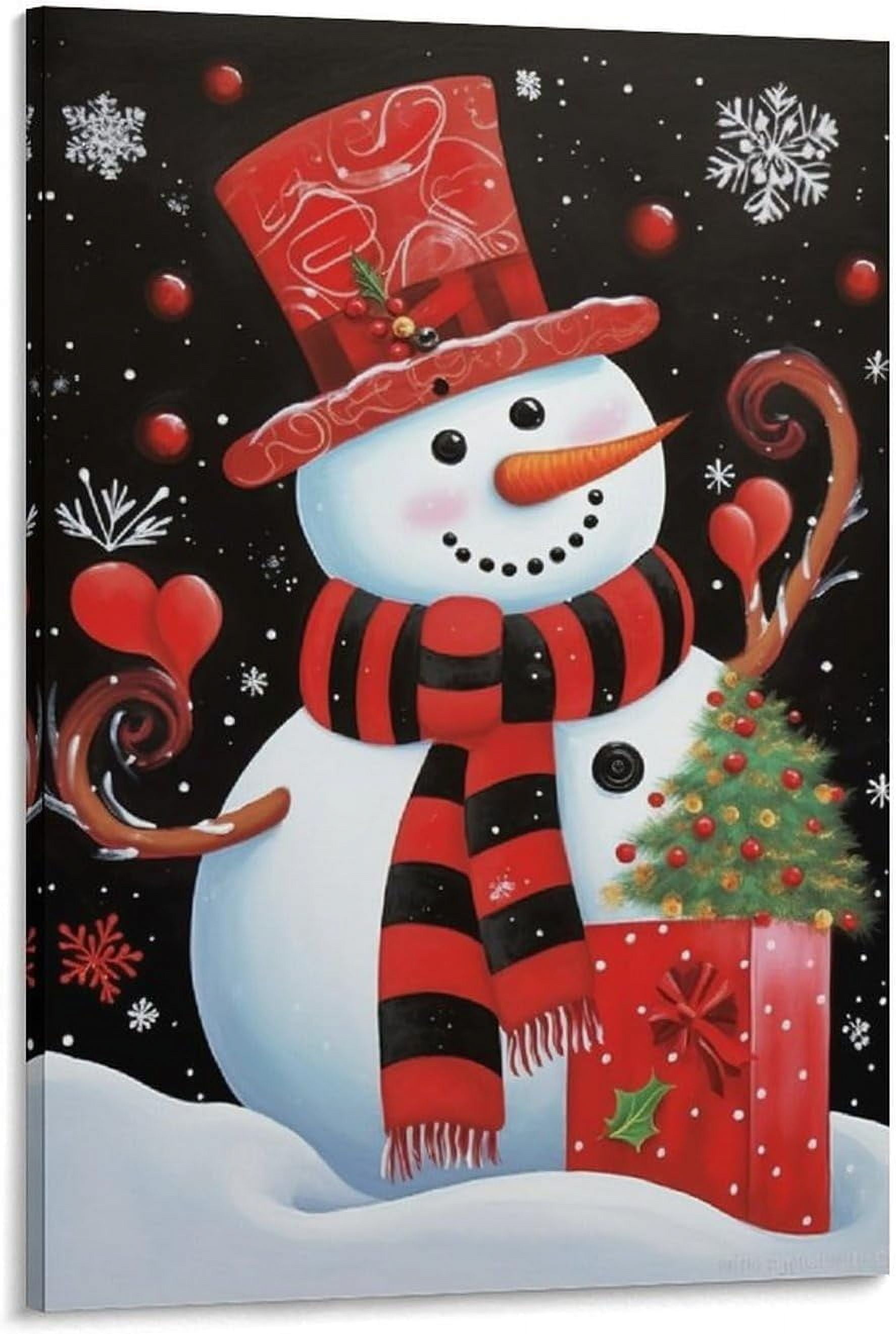 ASPORIC Christmas Snowman Poster Snowman Canvas Wall Art Christmas Gift ...