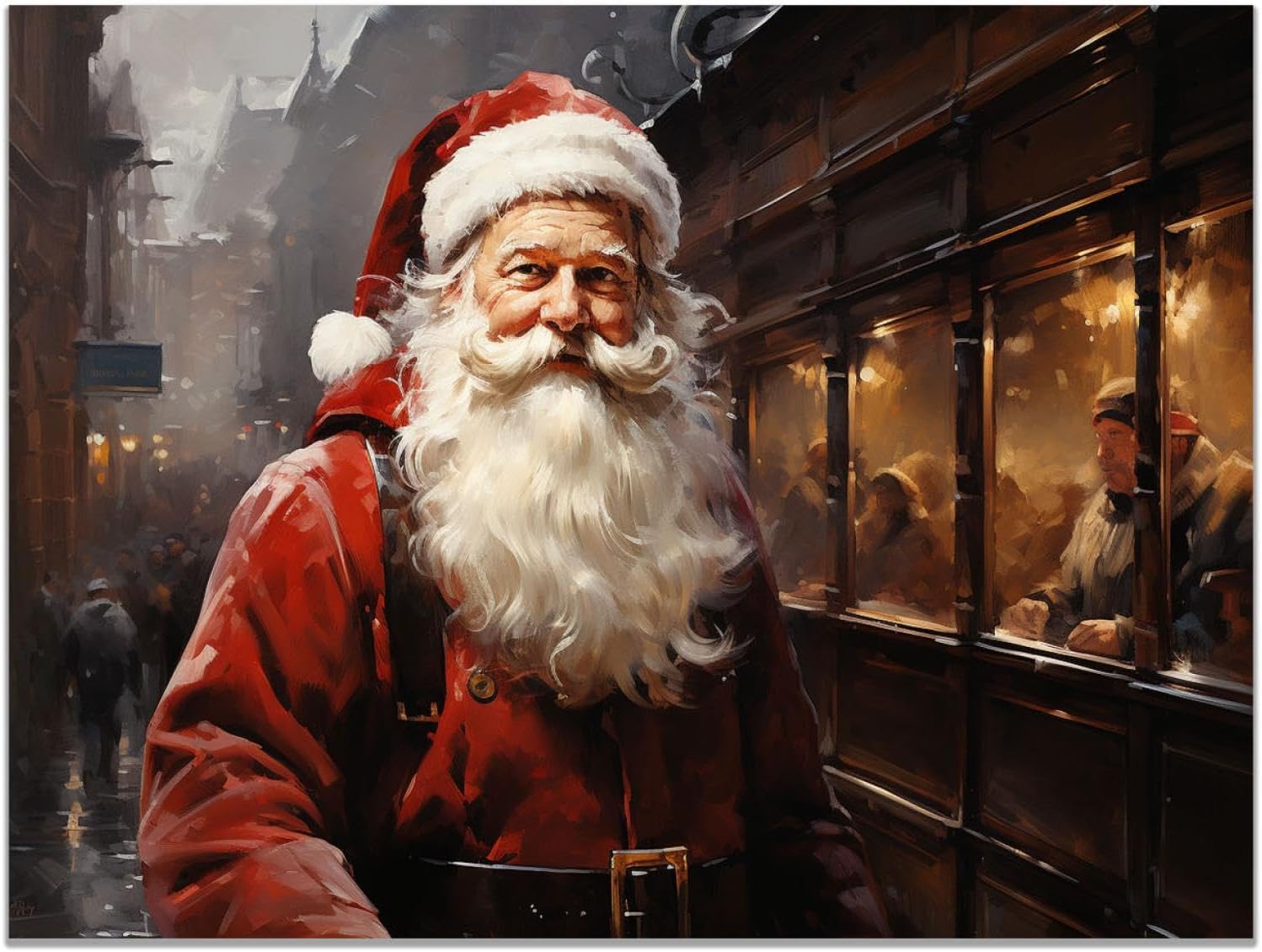 ASPORIC Christmas Wall Art Prints Wall Decor, Red Santa Claus Christmas ...