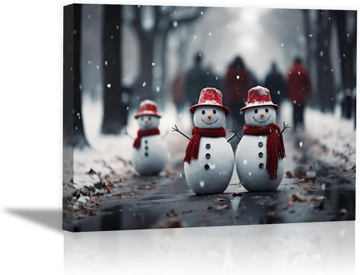 ASPORIC Christmas Wall Art Prints, Winter Street Scene Watercolor ...