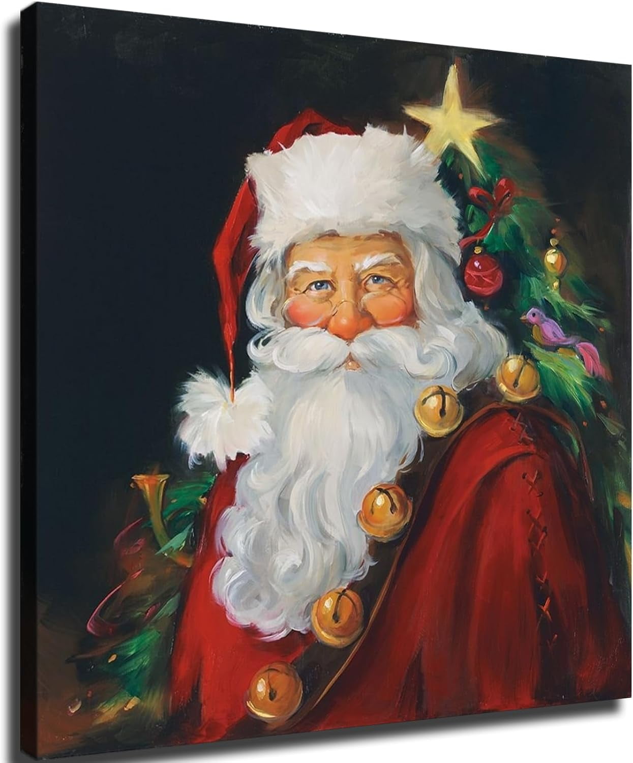 ASPORIC Christmas Wall Decor Santa Claus Canvas Wall Art Portrait ...