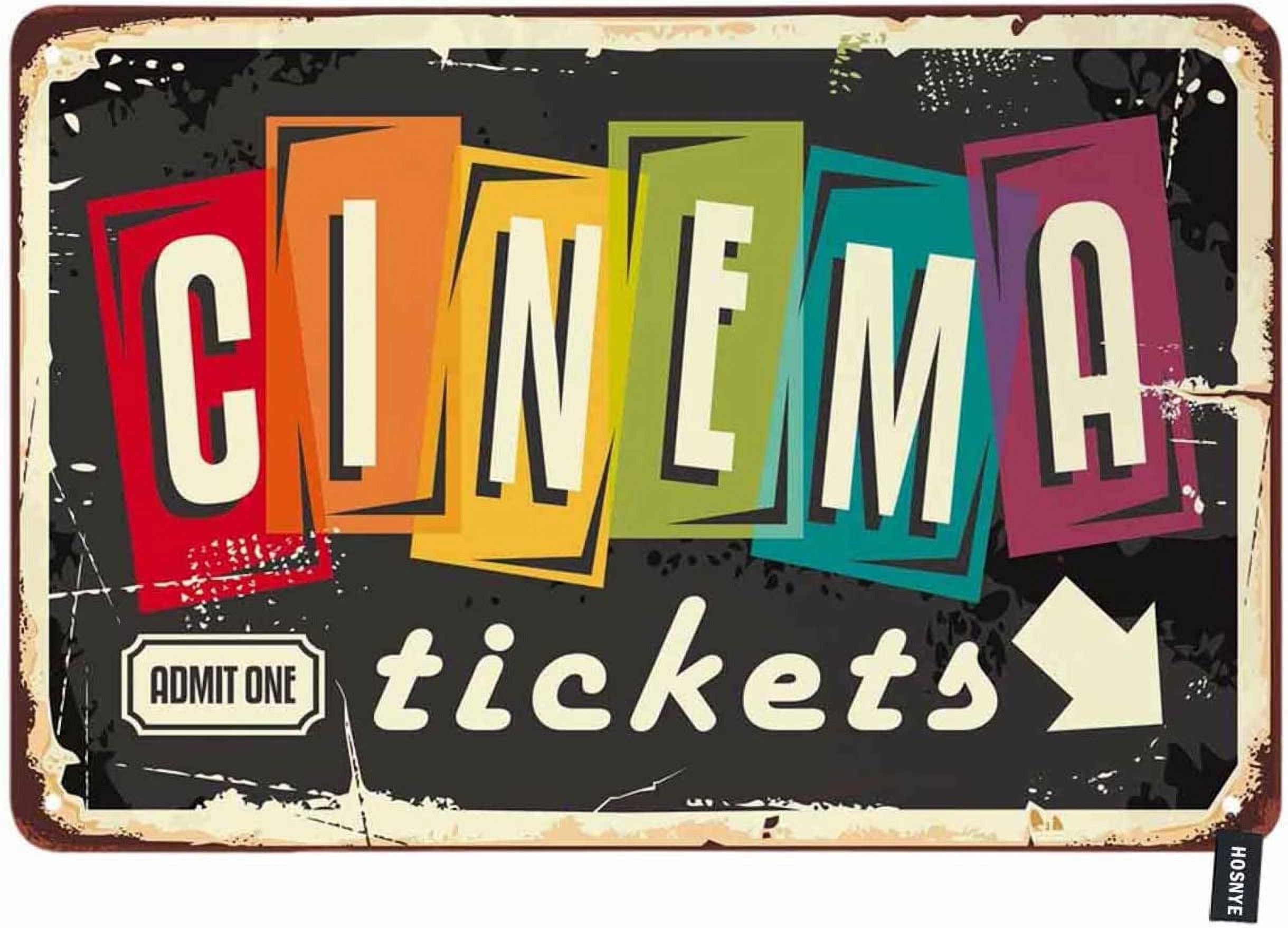 ASPORIC Cinema Tin Sign Tickets Movie Card Film Color Entertainment ...