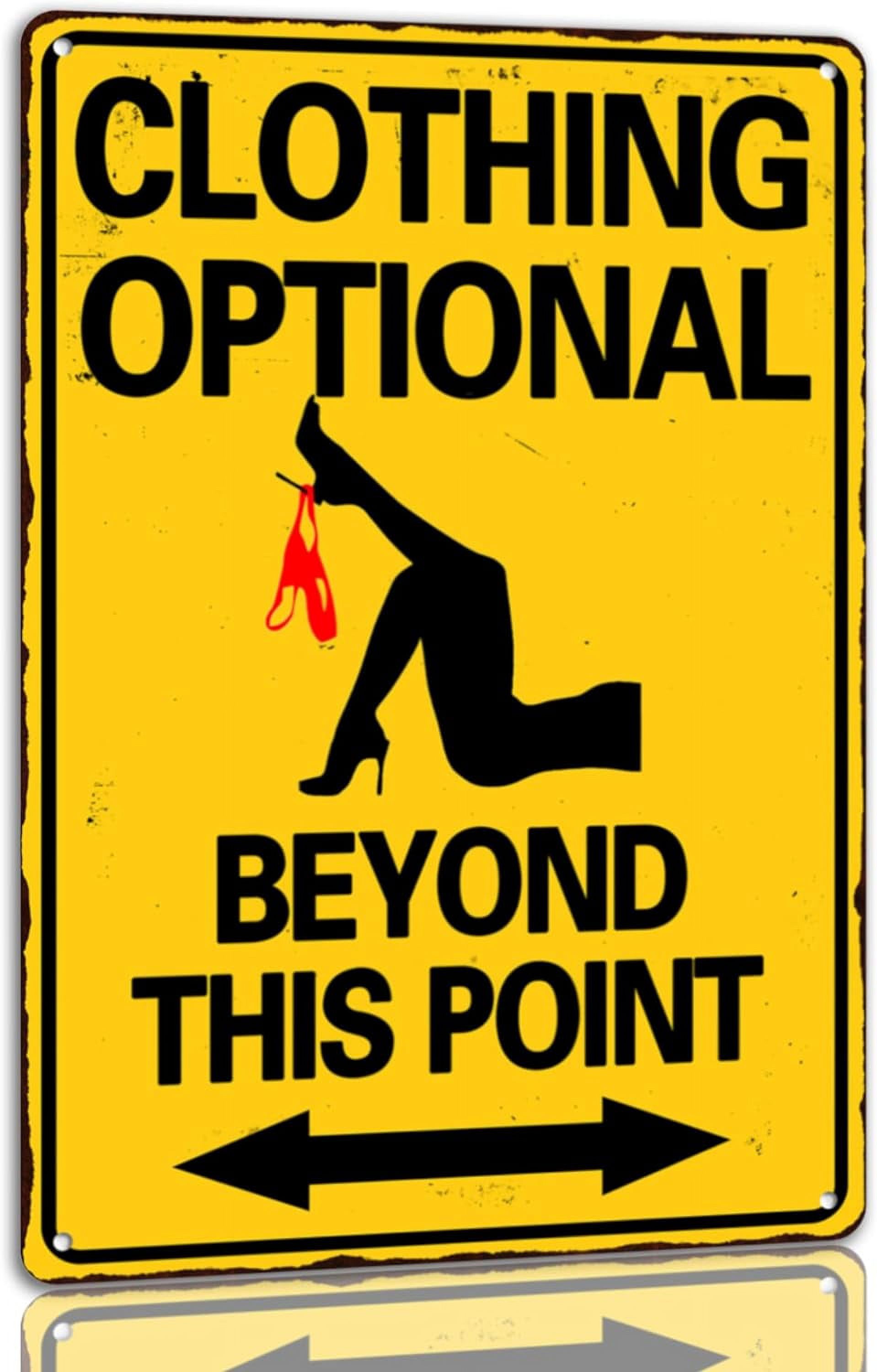 ASPORIC Clothing Optional Beyond This Point Tin Sign Vintage Man Cave ...