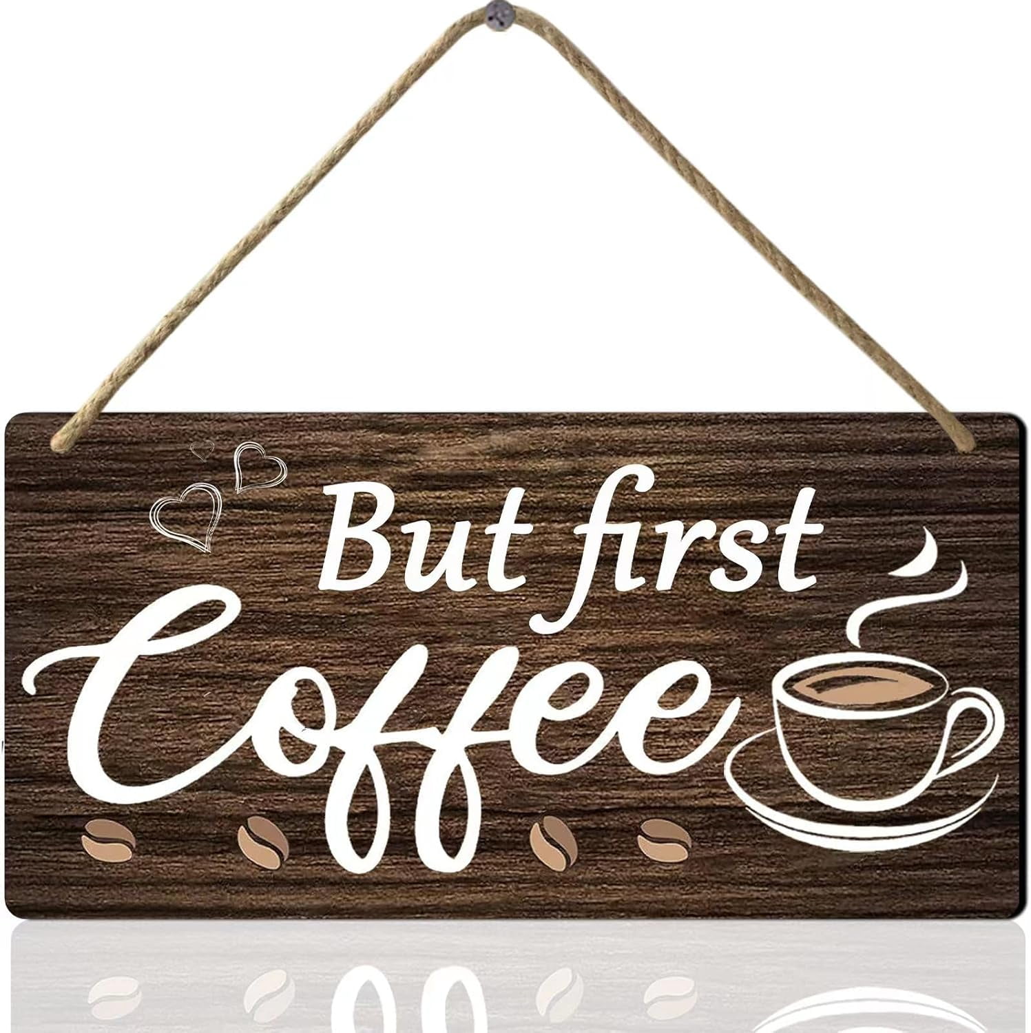ASPORIC Coffee Kitchen Decor But First Coffee Sign Coffee Bar Signs ...