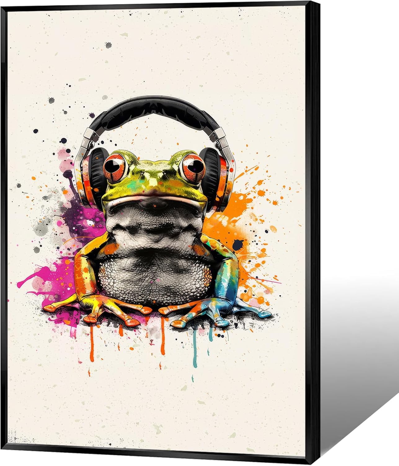 ASPORIC Colorful Animal Graffiti Wall Art Funny Cute Frog With ...