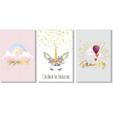 Xuen Inspirational Unicorn Wall Art for Girls Room Bedroom 3Pcs ...