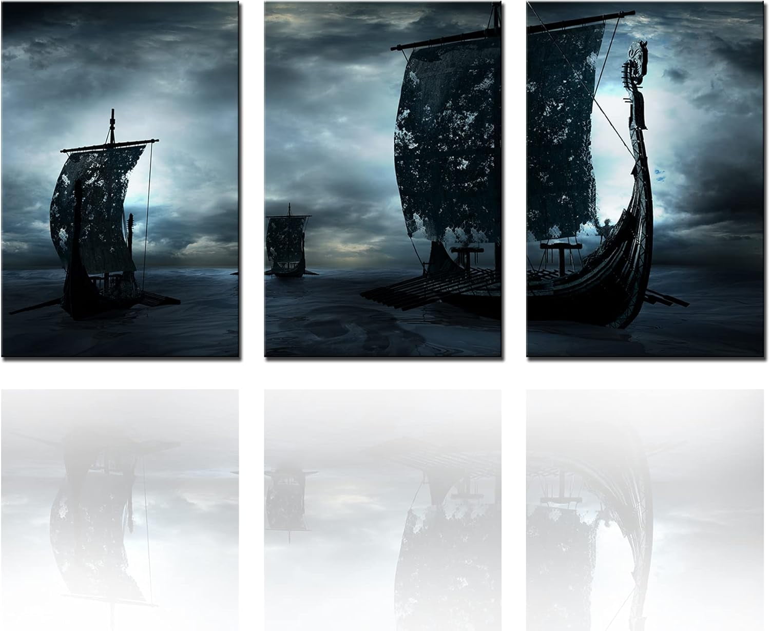 ASPORIC Contemporary Wall Art Pirate Ship Pictures Three Pirate Ships ...
