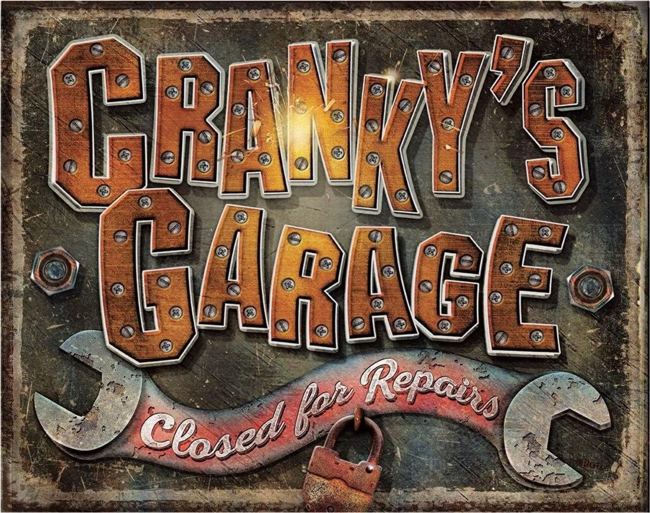 ASPORIC Cranky's Garage Tin Sign - Nostalgic Vintage Metal Wall Decor ...