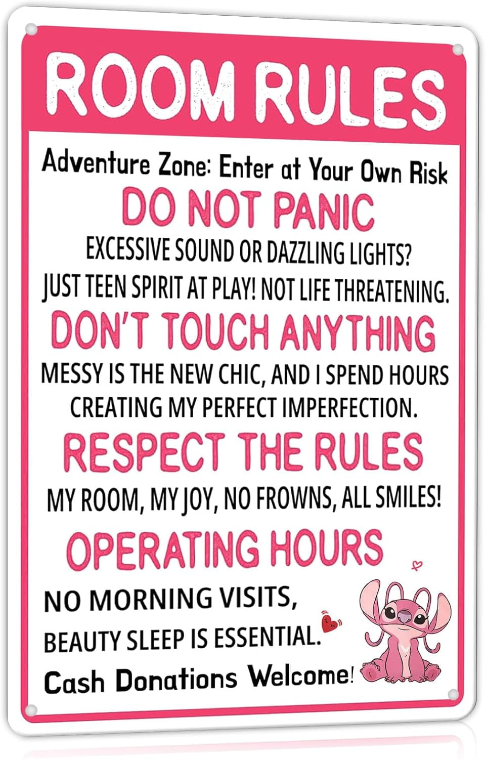 ASPORIC Cute Room Decor For Teen Girls Room Rules Sign Pink Bedroom ...