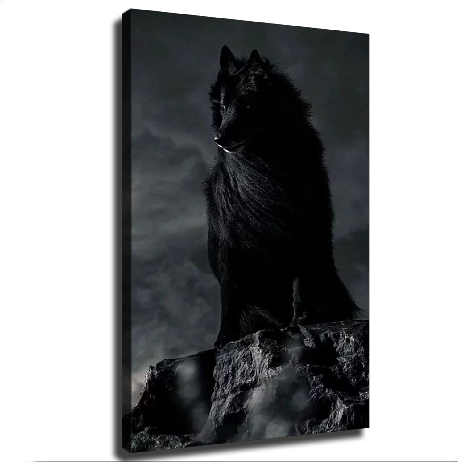 ASPORIC Dark Night Black Wolf Animal Wolves Poster Canvas Print HD ...
