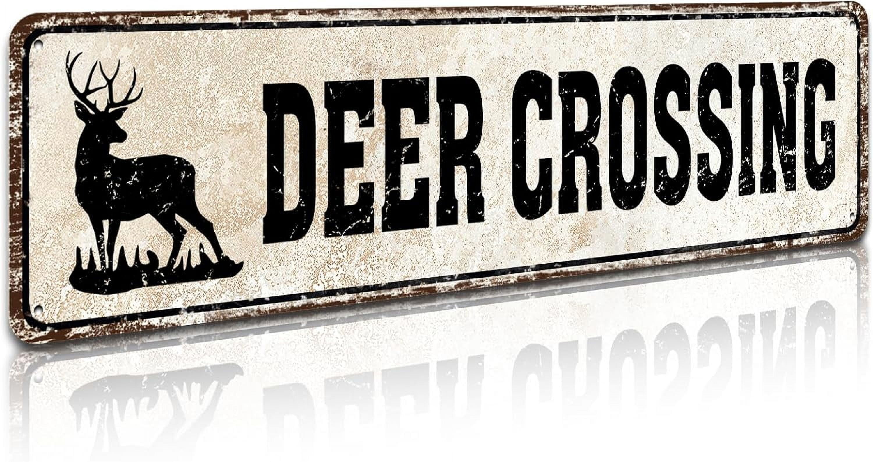 ASPORIC Deer Crossing Sign Metal Vintage Retro Bar Country Home Decor ...