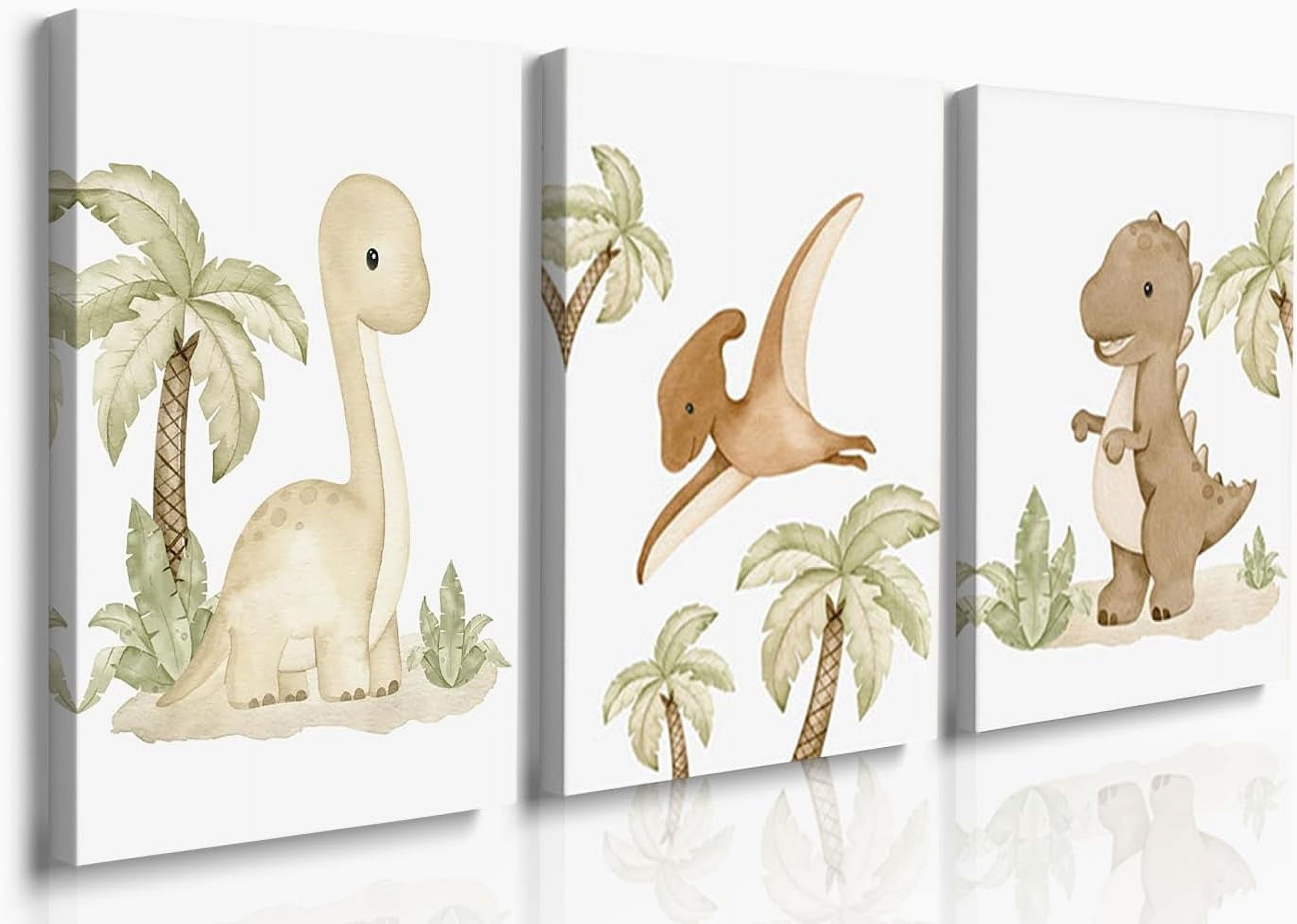ASPORIC Dinosaur Prints Wall Art Set of 3,Neutral Dino Wall Art Framed ...