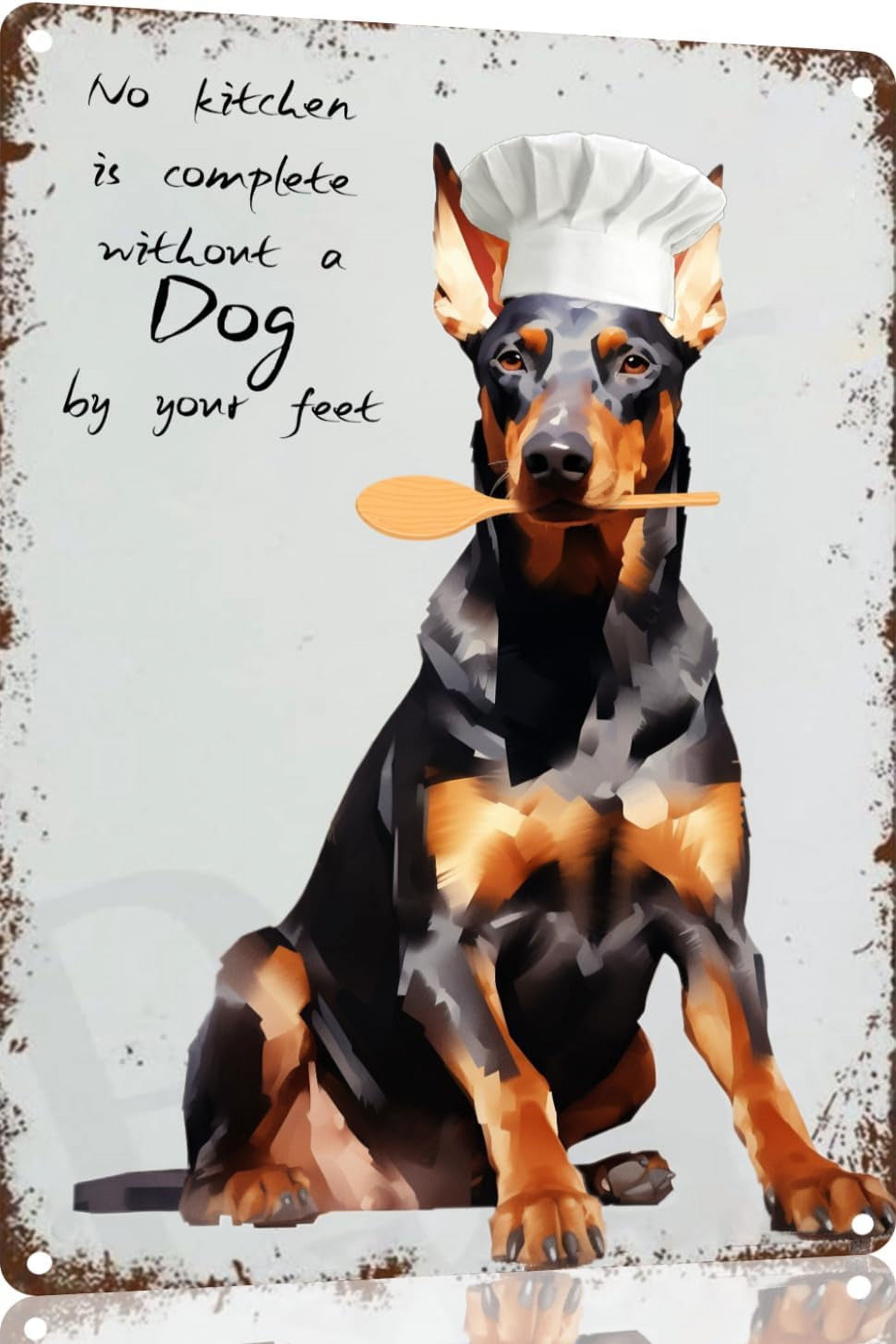 ASPORIC Doberman Kitchen Art Print,Creative Tin Sign, Funny Novelty ...