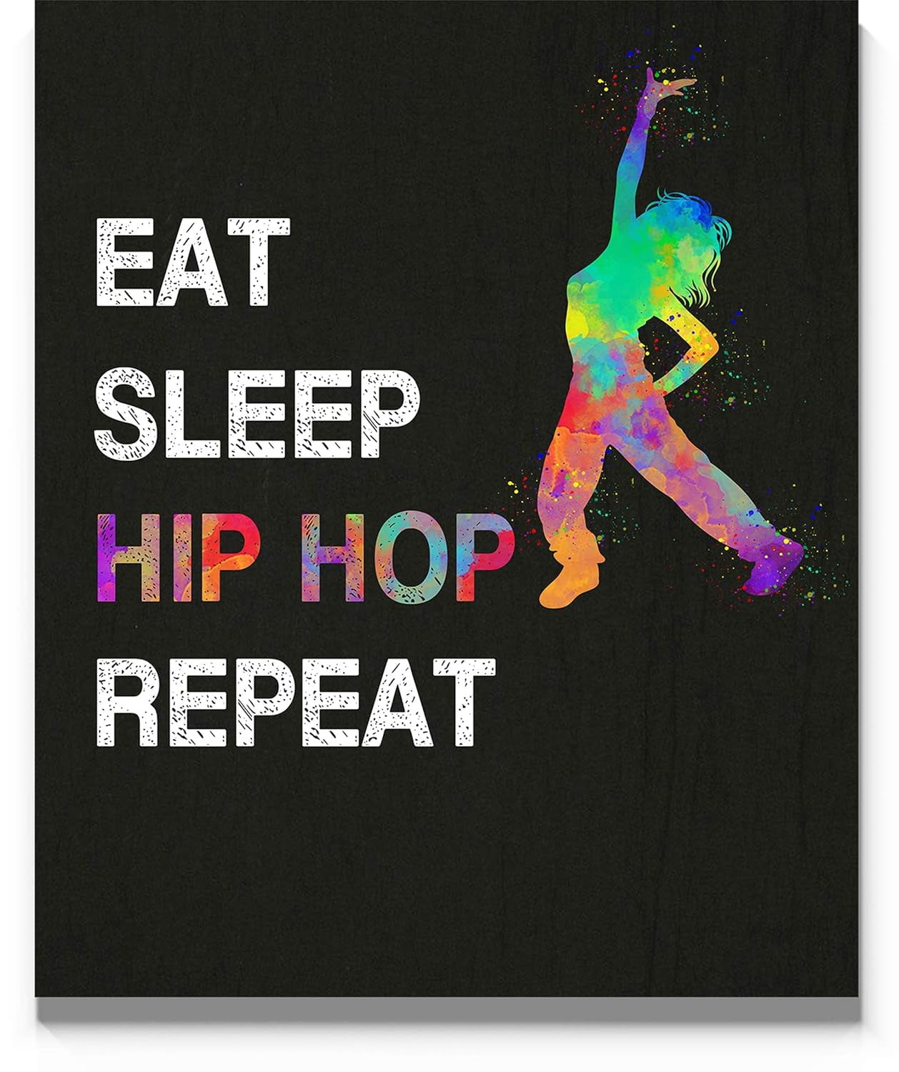 ASPORIC Eat Sleep Hip Hop Repeat, Girl Dancer Abstract Quote Wall Art ...
