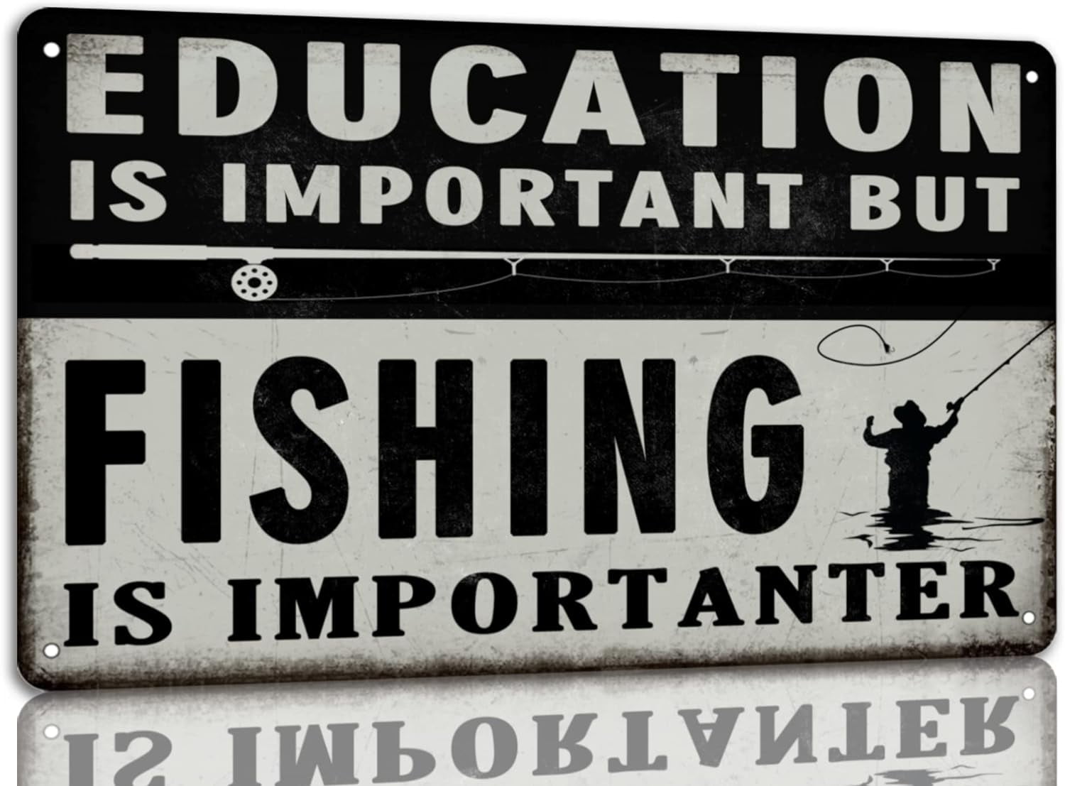 ASPORIC Education Is Important But Fishing Is Importanter Metal Tin ...