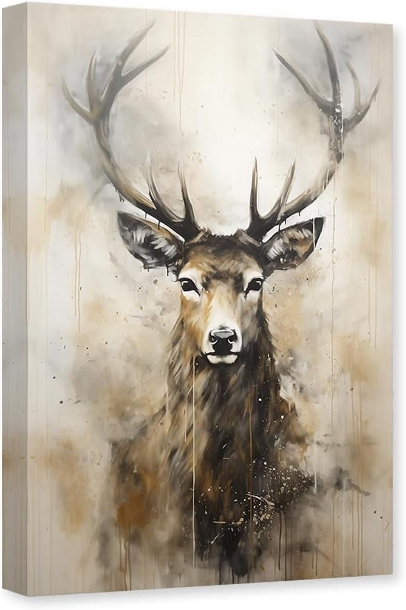 ASPORIC Elk Canvas Wall Art Deer Pictures Wall Decor Animal Portrait ...