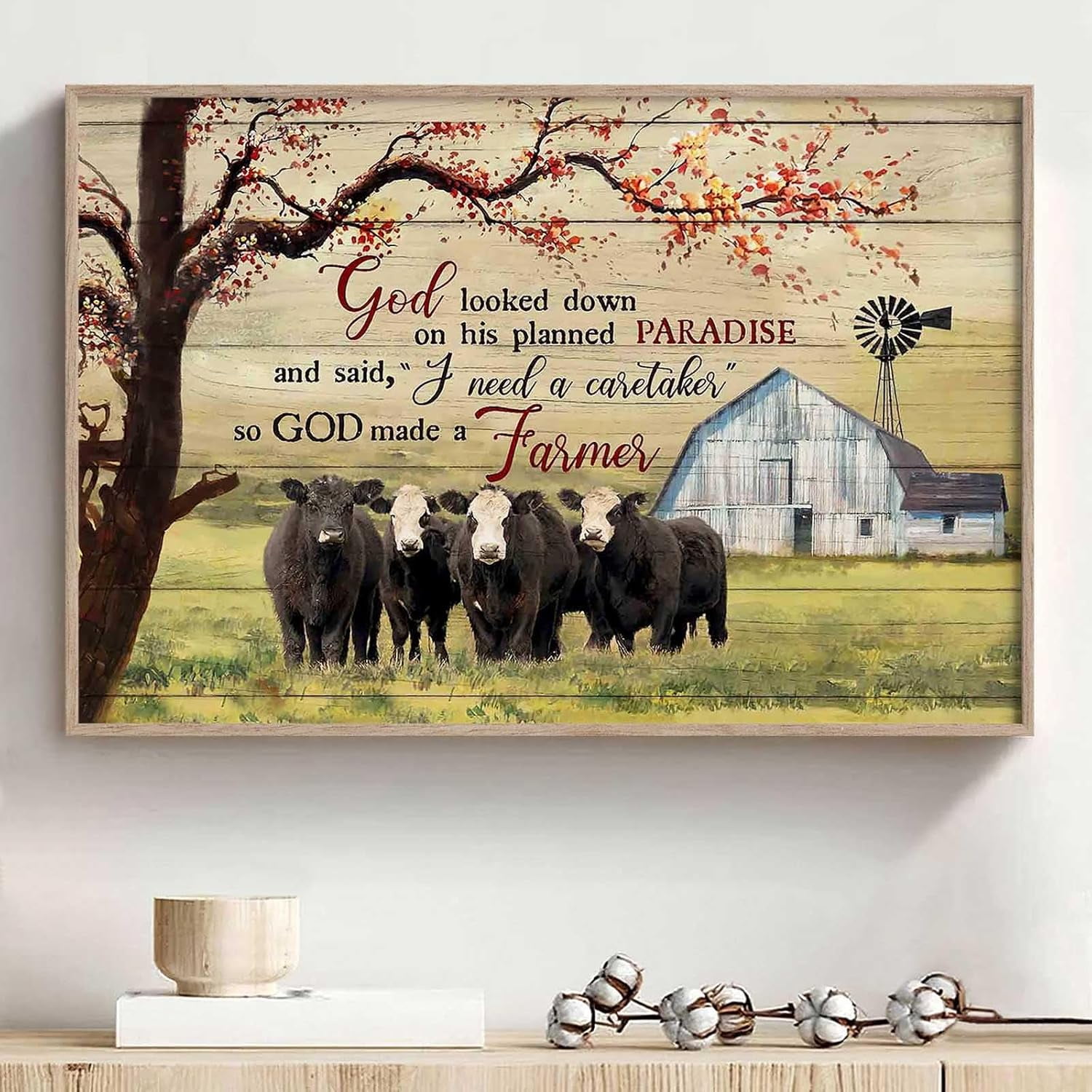 ASPORIC Farmhouse Barn Pictures Rustic Barn Painting Country Style ...