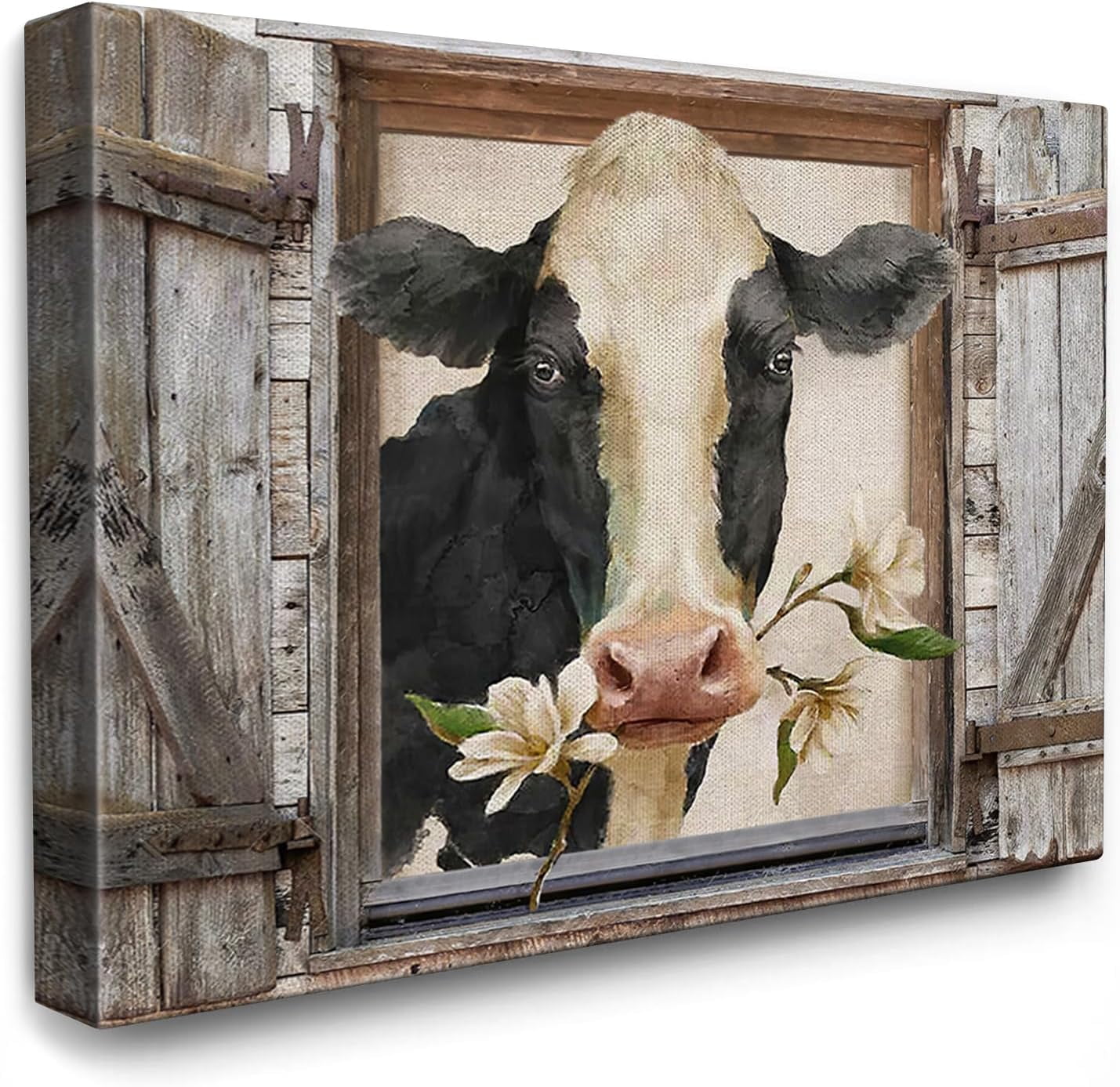 ASPORIC Farmhouse Highland Cow Wall Art Inspirational Cow Rustic Painting Black and White ...