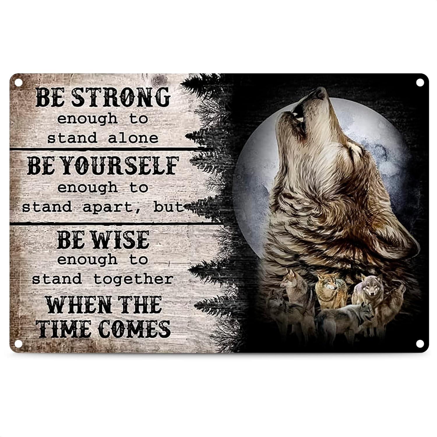 ASPORIC Farmhouse Wall Decor Wolf Metal Tin Signs- Wolf Metal Art ...