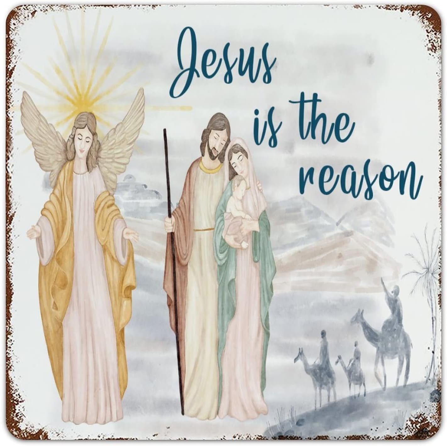 ASPORIC Fashion Chic Metal Sign Christmas Nativity Scene Wall Decor Art ...