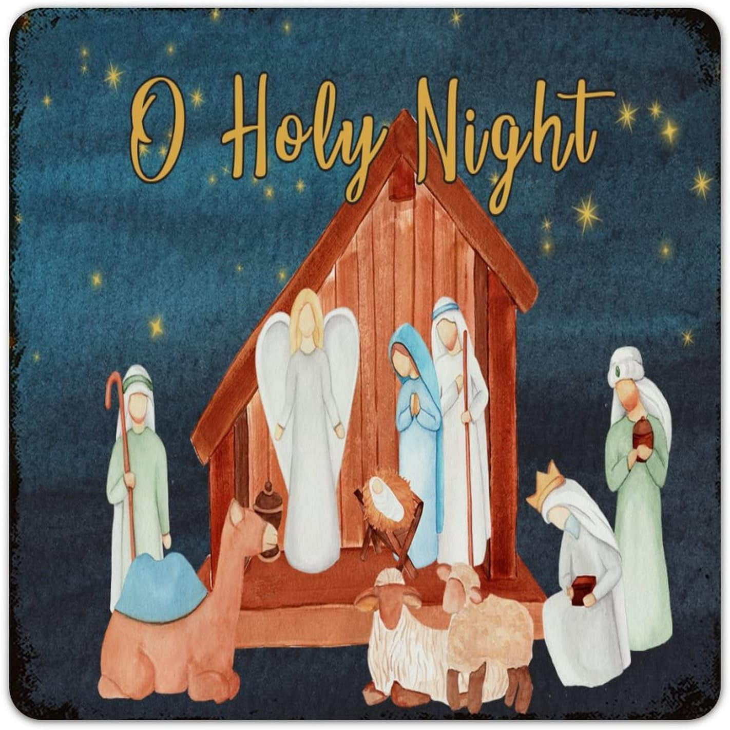 ASPORIC Fashion Chic Metal Sign Christmas Nativity Scene Wall Decor Art ...