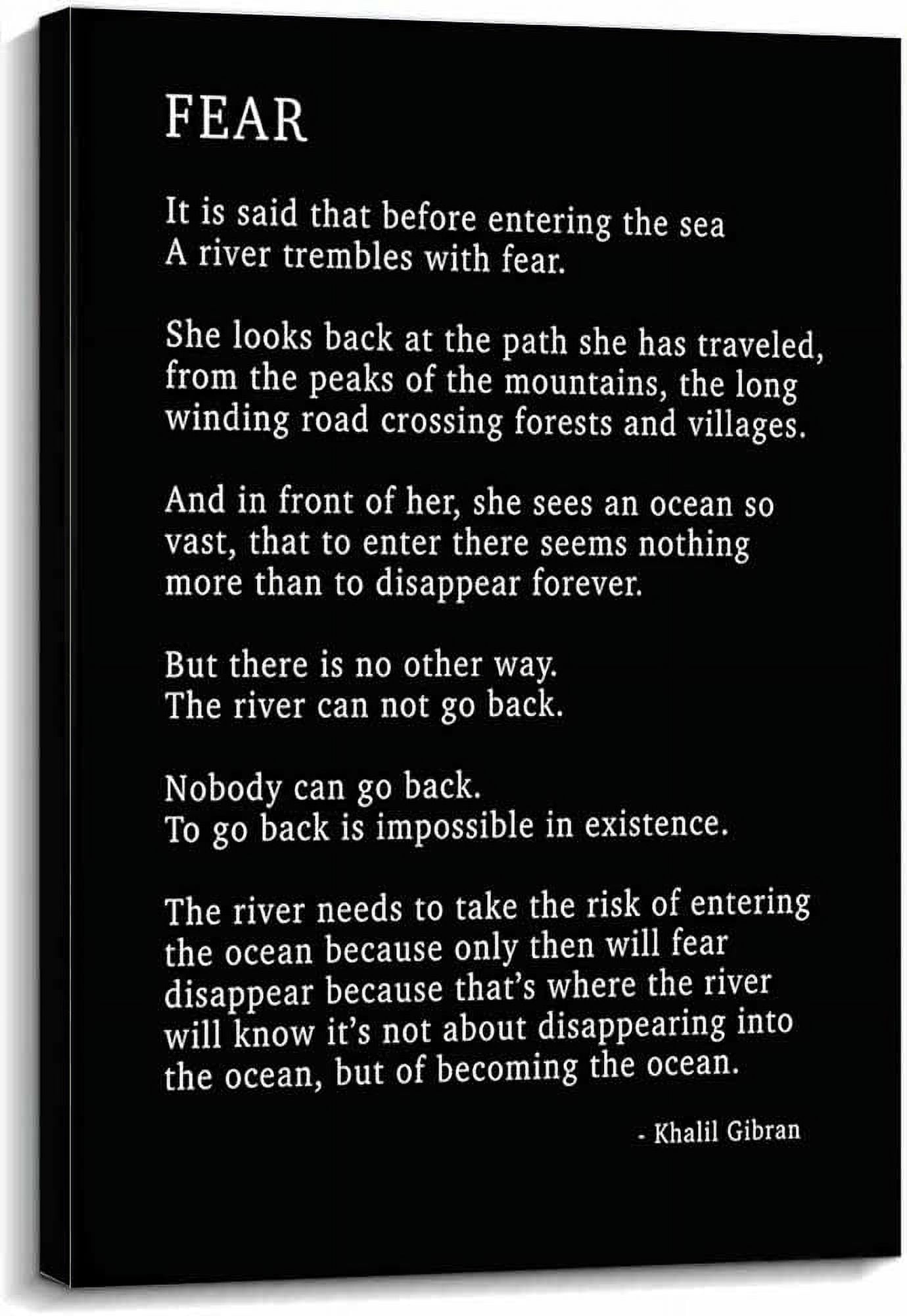 ASPORIC Fear Poem Wall Decor Kahlil Gibran Quotes Wall Art Poetry ...