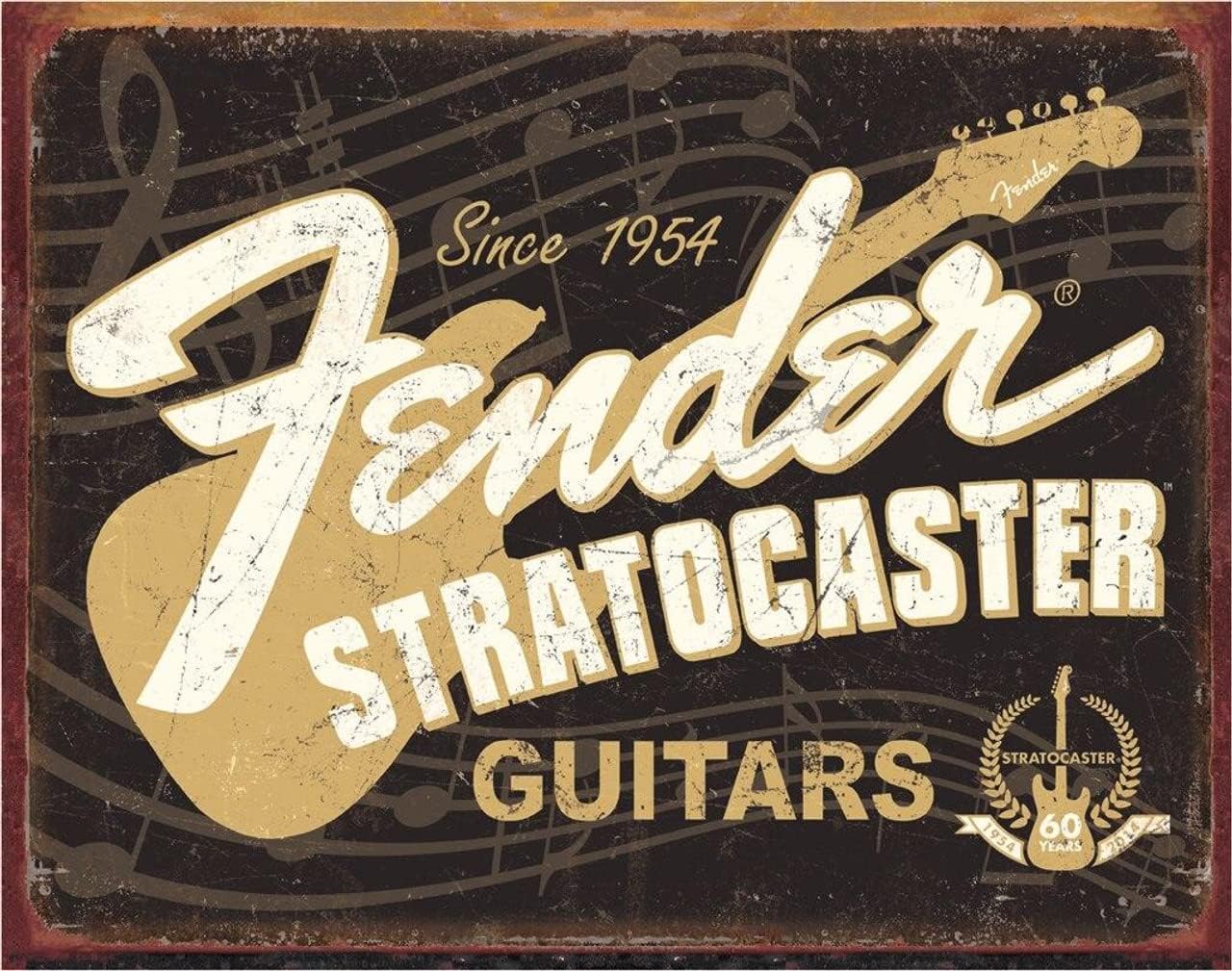 ASPORIC Fender Stratocaster Guitars 60th Tin Sign - Nostalgic Vintage ...