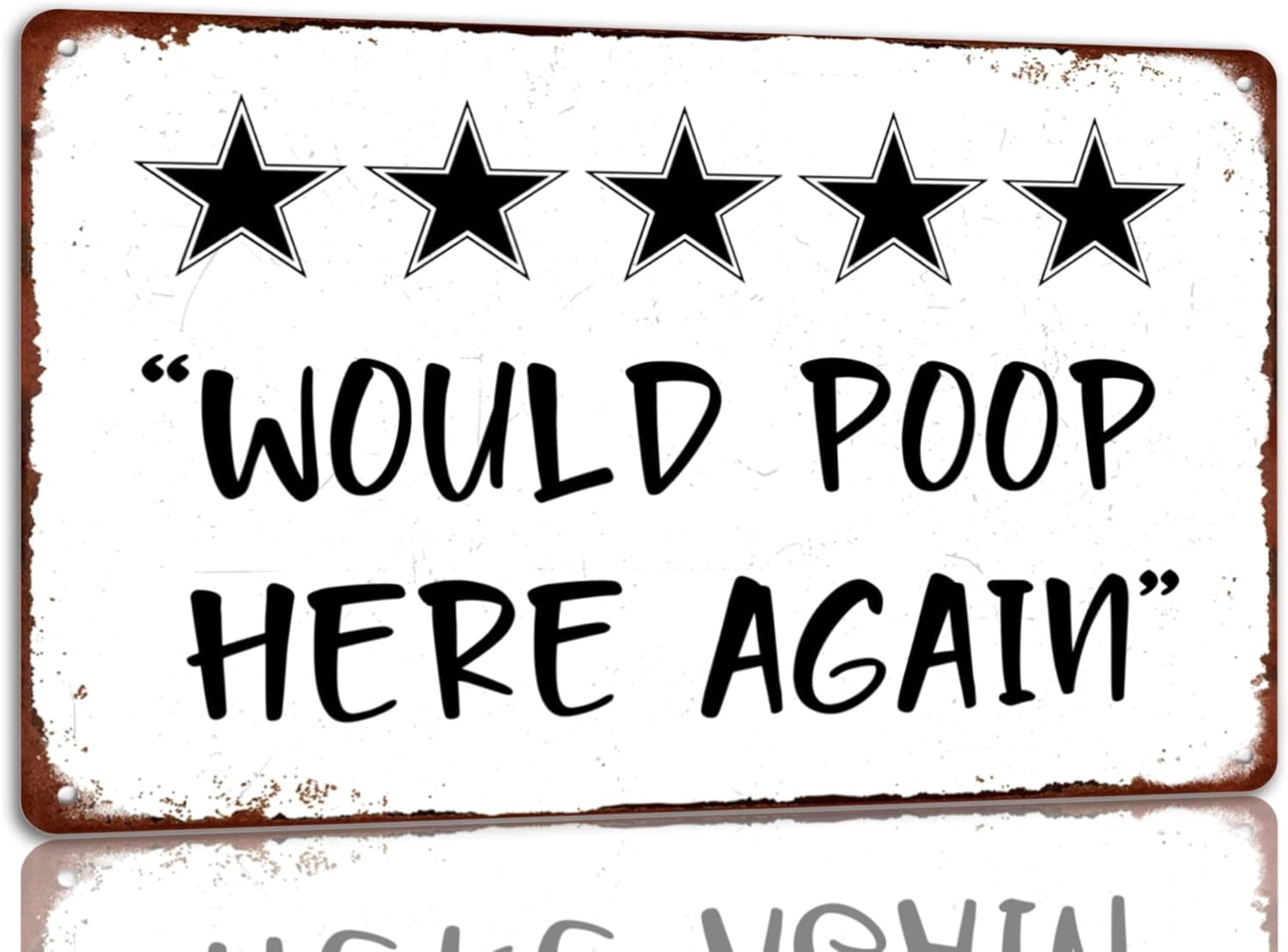 ASPORIC Five Stars Would Poop Here Again Tin Sign Bathroom Wall Decor ...