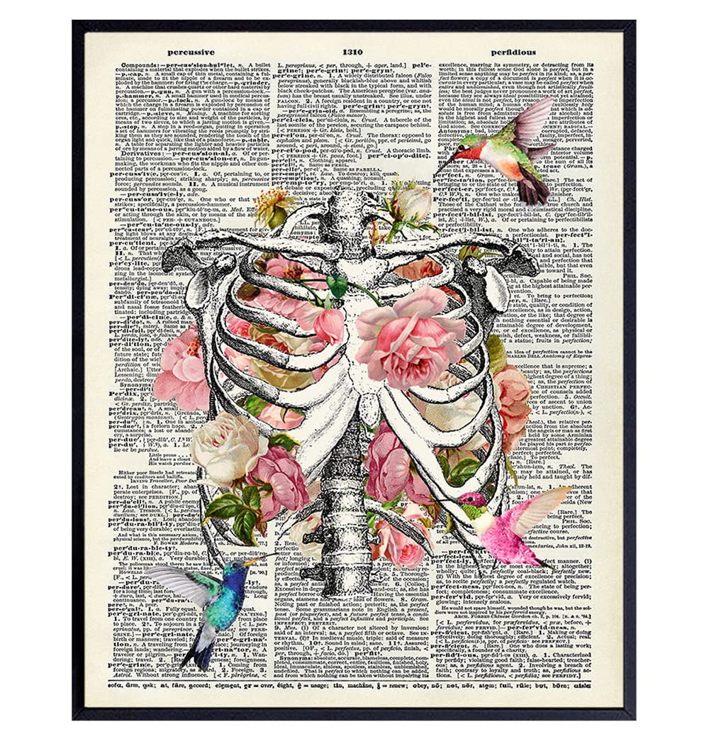 ASPORIC Floral Medical Wall Decor - Boho, Bohemian Vintage Hummingbird ...