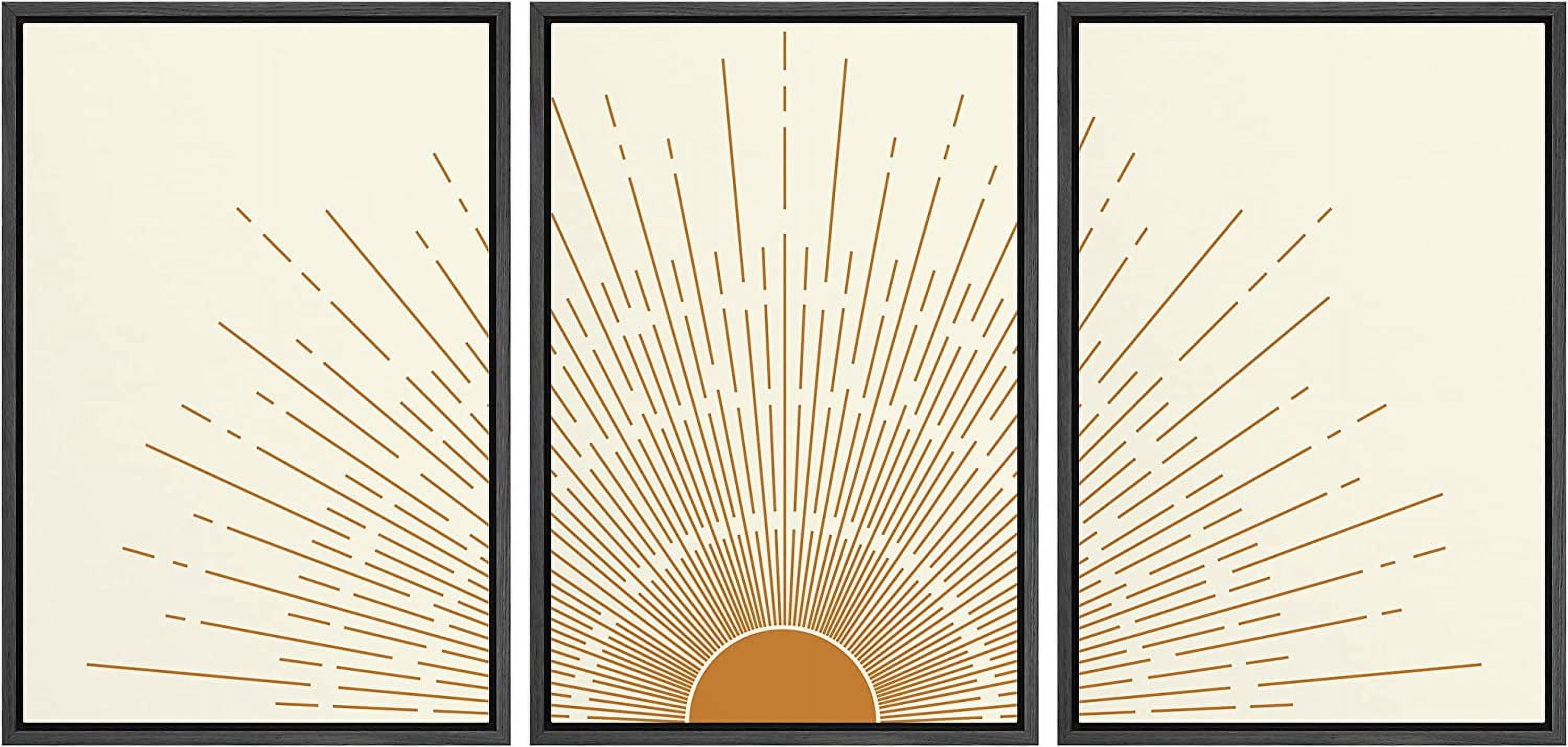 ASPORIC Framed Canvas Print Wall Art Set Boho Mid-Century Orange ...