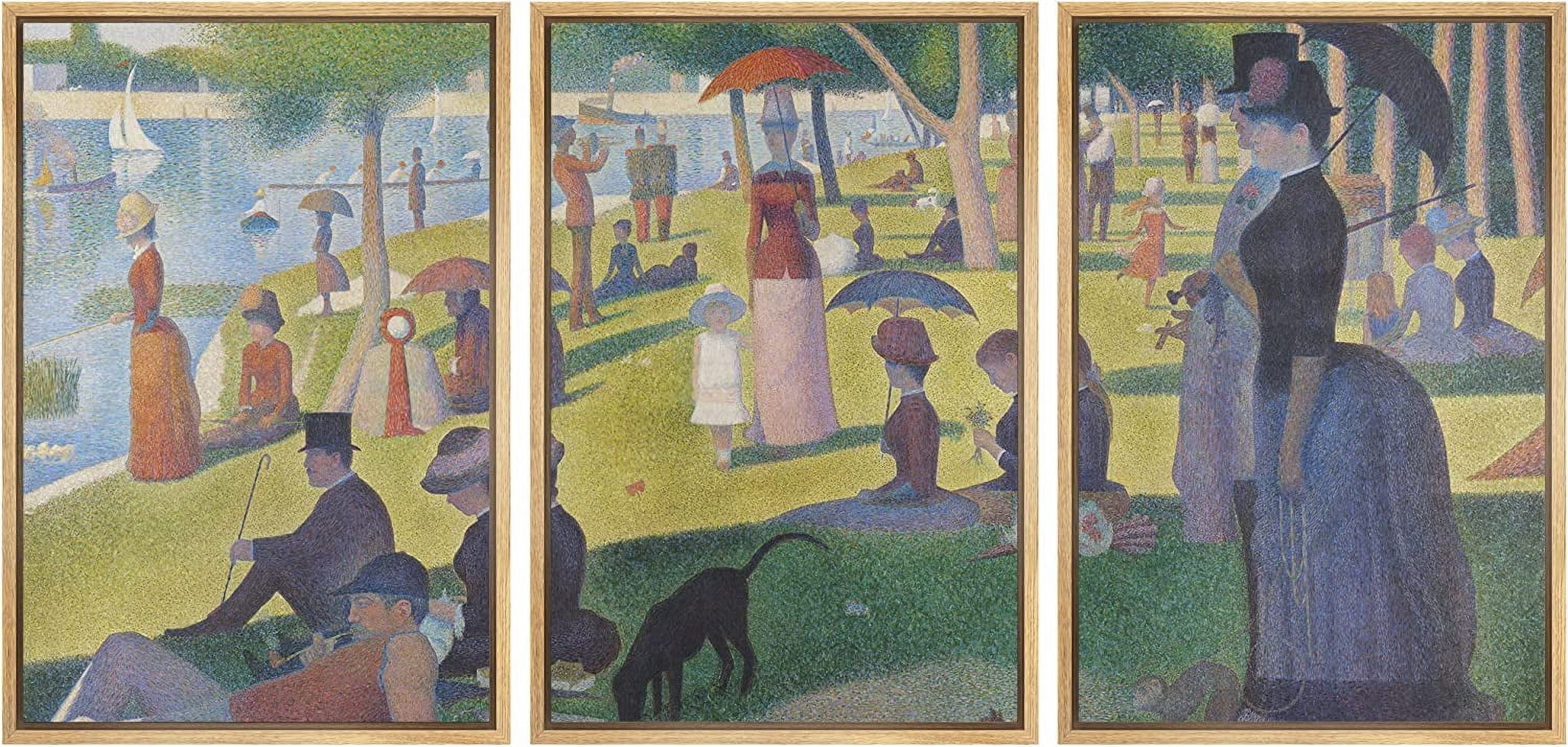 ASPORIC Framed Canvas Print Wall Art Set La Grande Jatte by Georges Seurat Cultural Historic Oil ...