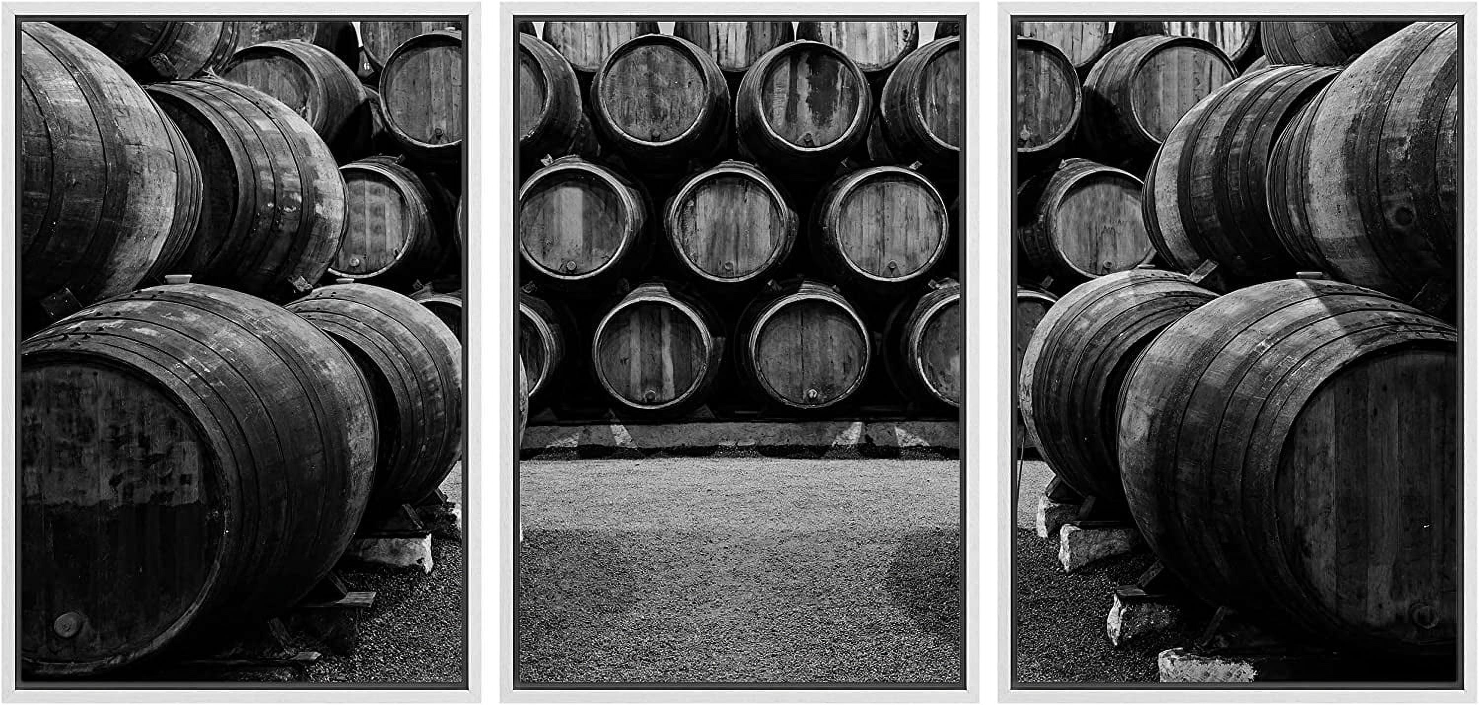 ASPORIC Framed Canvas Print Wall Art Set Retro Duotone Gray Oak Wine ...