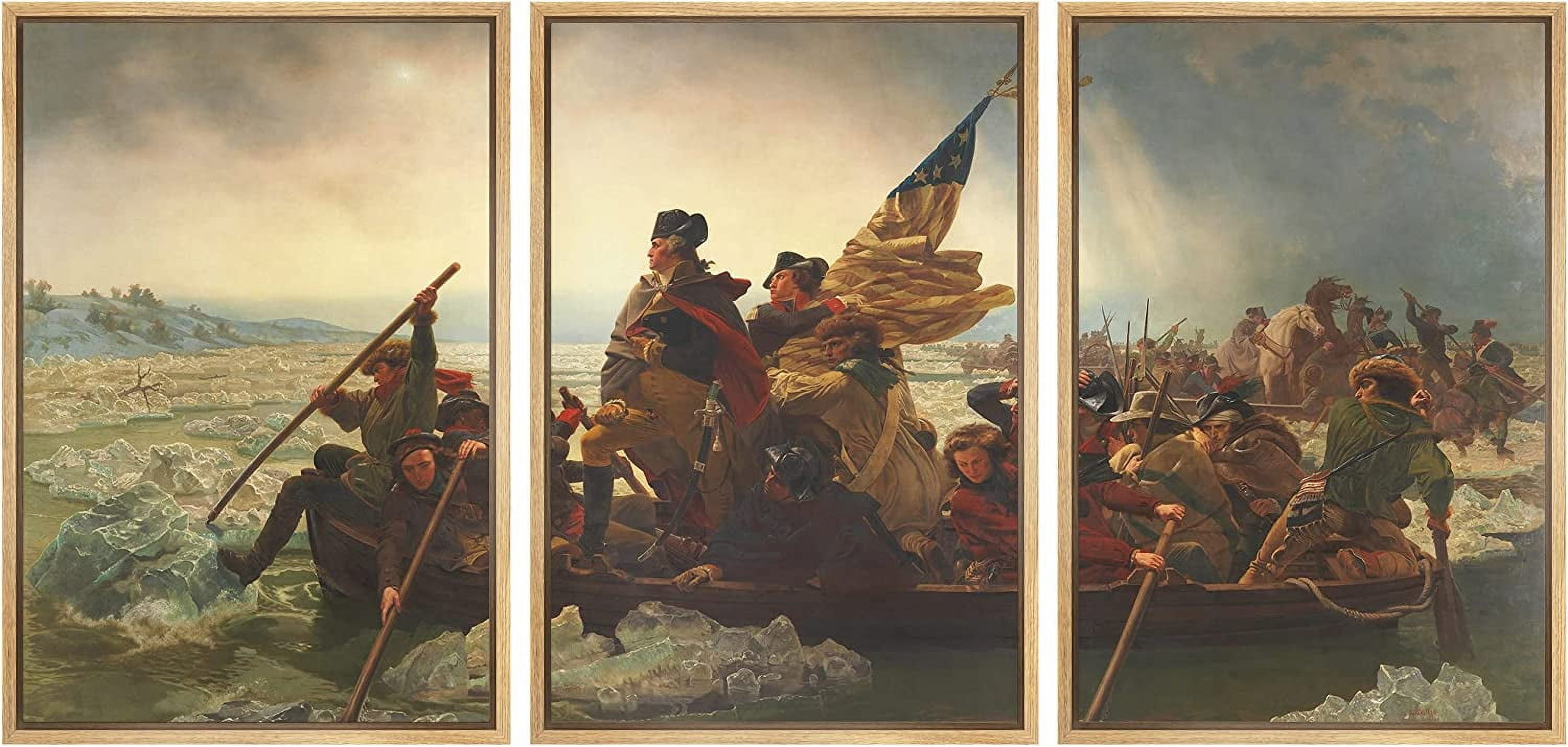 ASPORIC Framed Canvas Print Wall Art Set Washington Crossing The ...