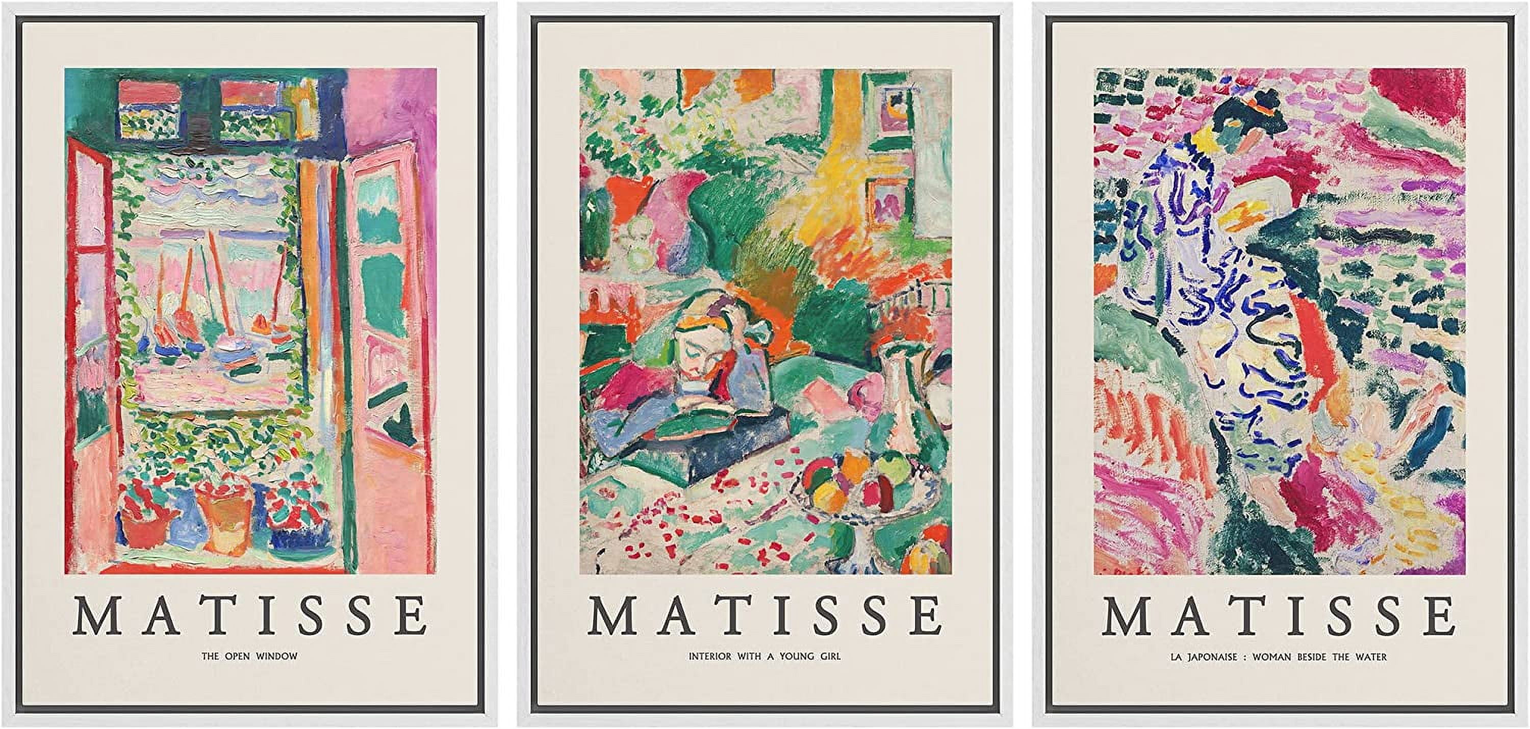 ASPORIC Framed Canvas Wall Art Print Set French Floral Rainbow ...