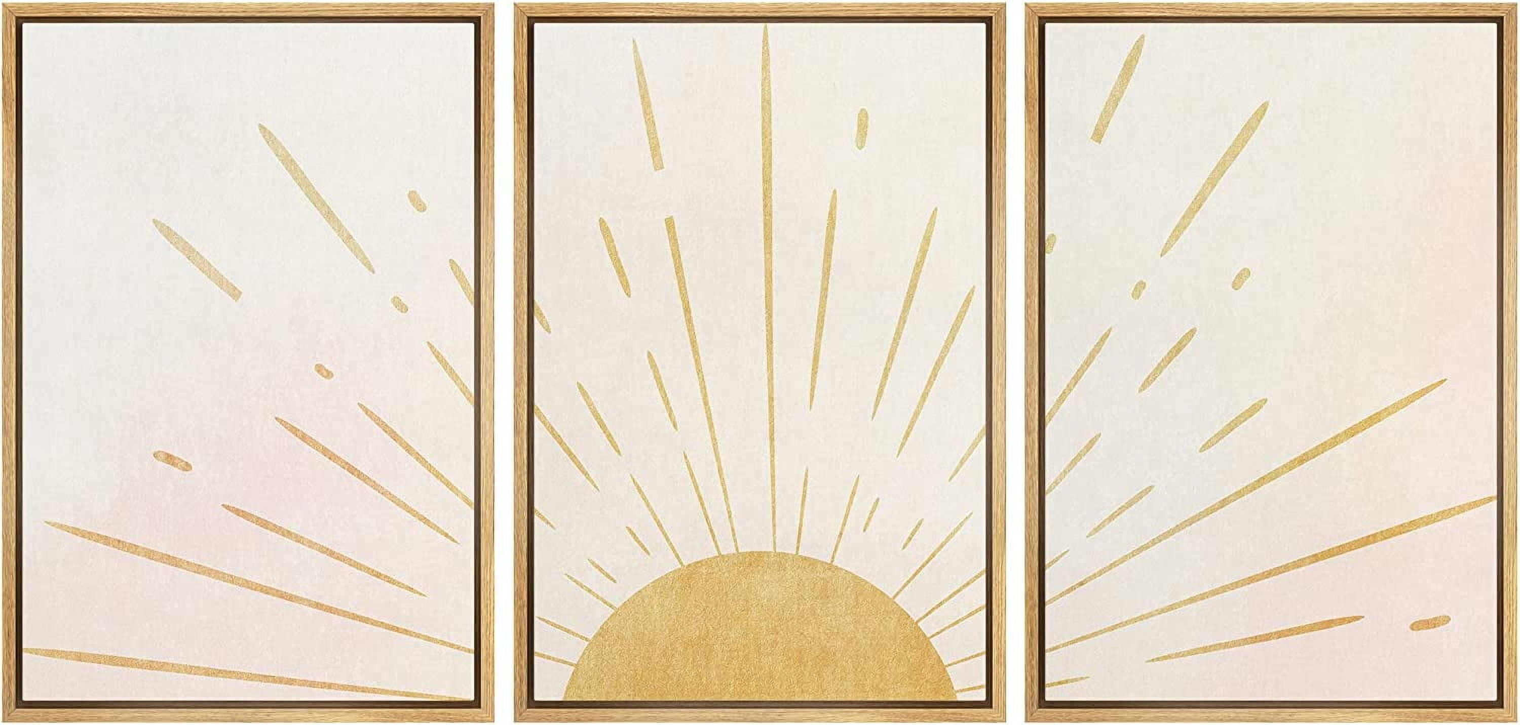 ASPORIC Framed Wall Art Print Set Shining Yellow Sun on The Horizon ...
