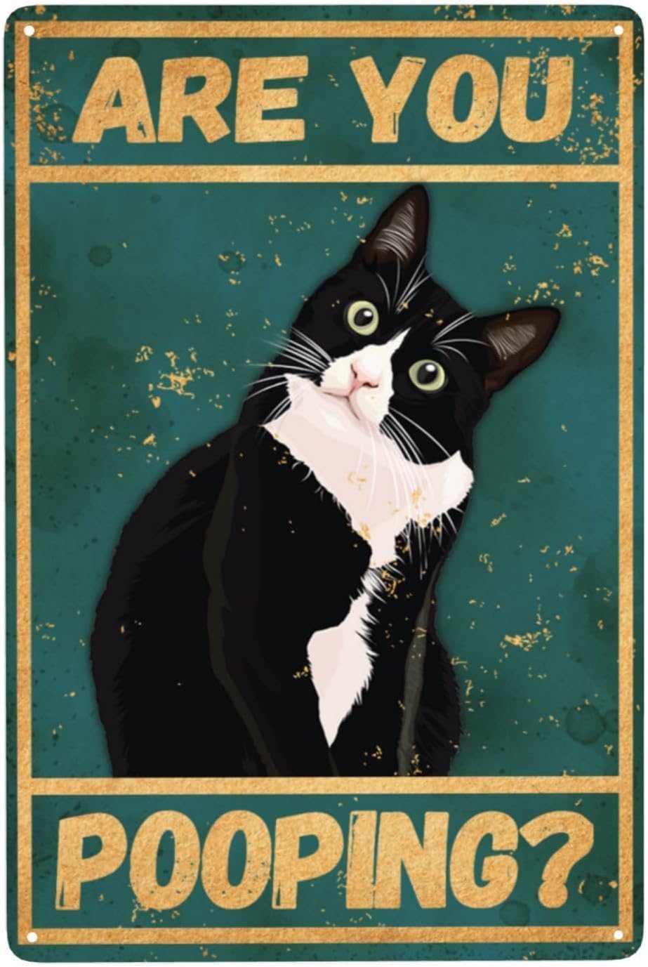 ASPORIC Funny Black Cat Decor Are You Pooping Tuxedo Cat Vintage Sign ...