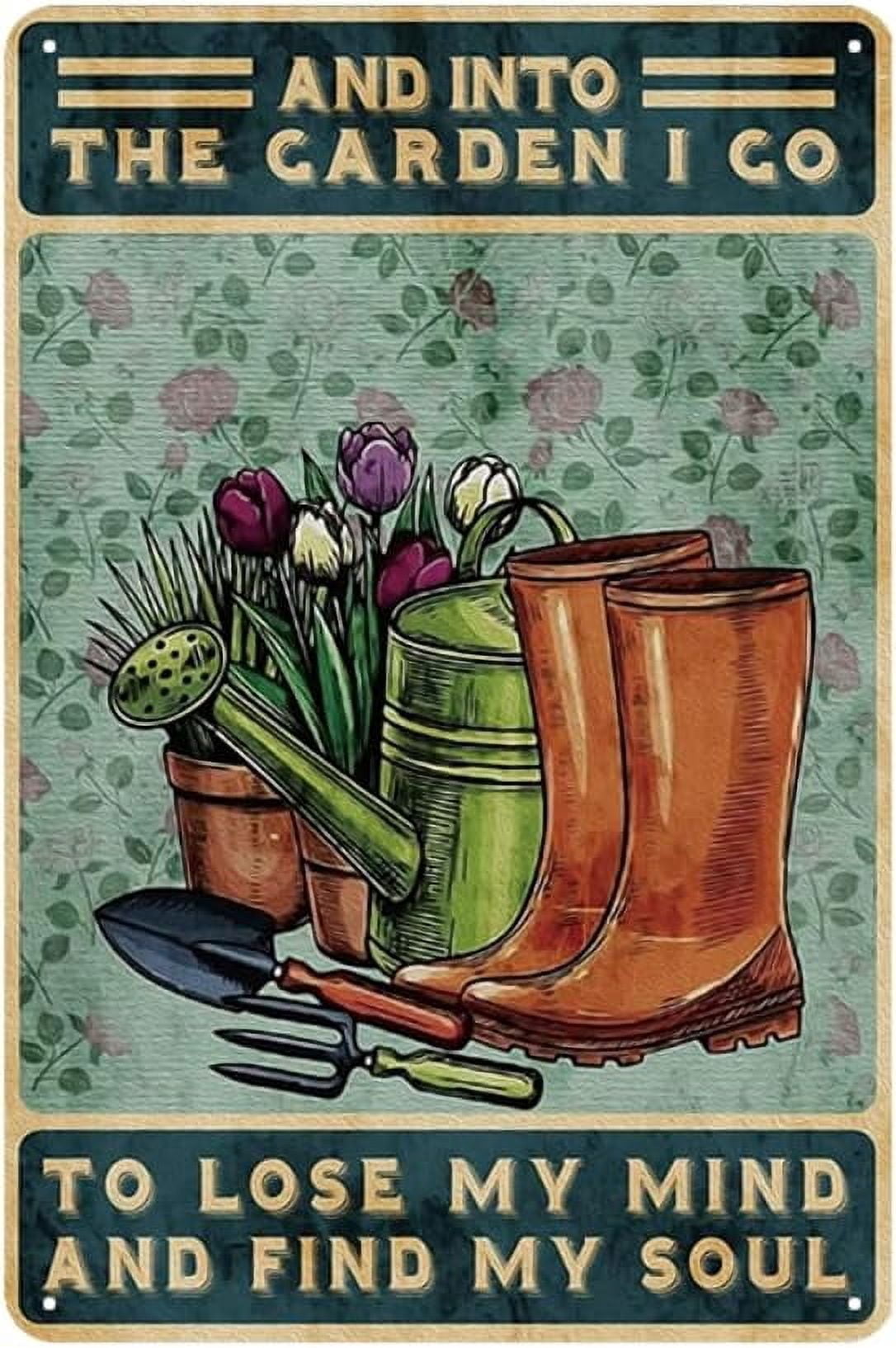 ASPORIC Funny Garden Decor for Outside Tin Sign - Vintage Metal Patio ...