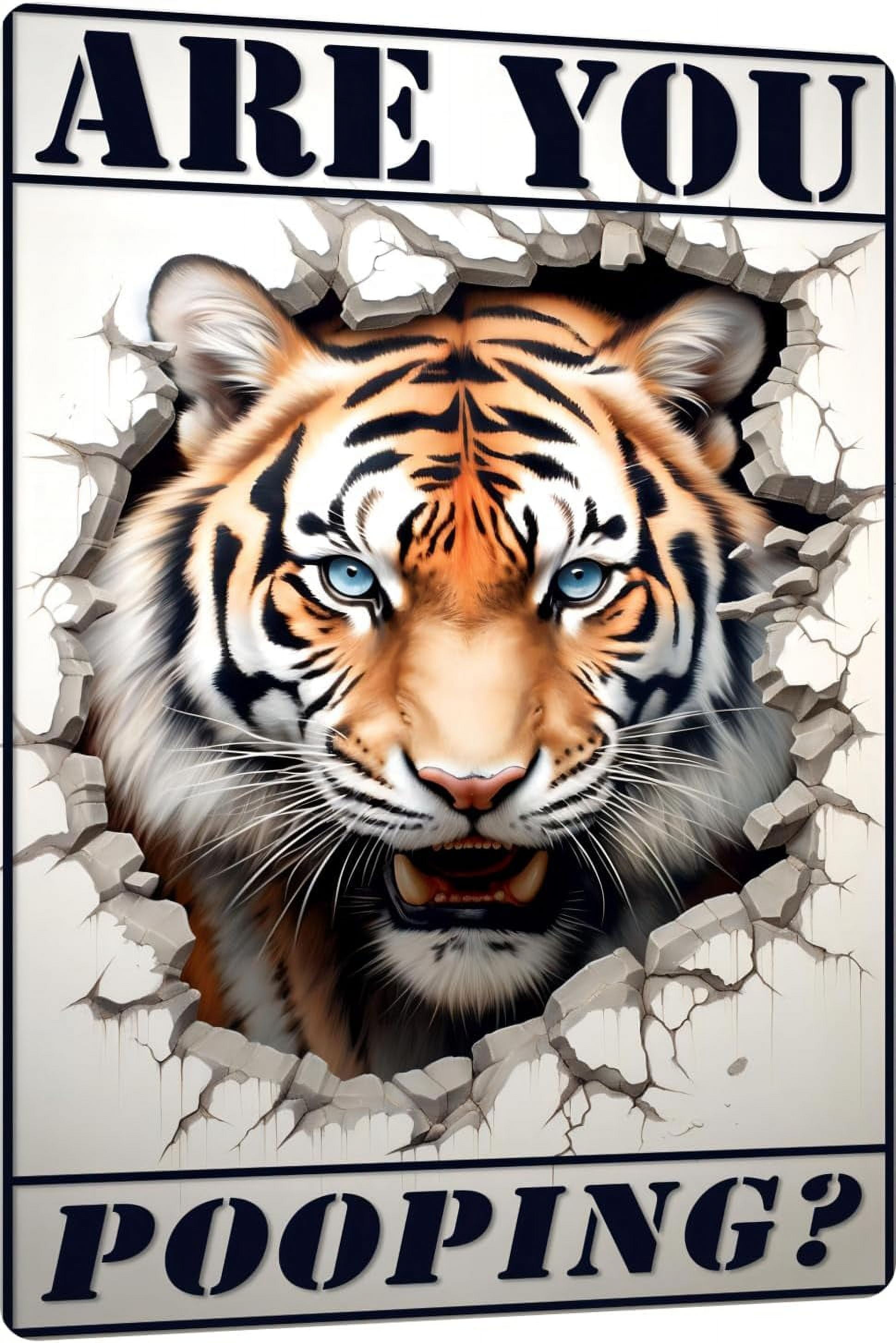 ASPORIC Funny Metal Sign Tiger 3D Are you Pooping Vintage Wall Art ...