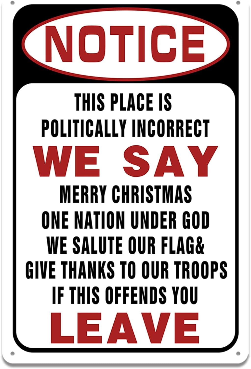 ASPORIC Funny Metal Tin Signs Notice This Place Is Politically ...