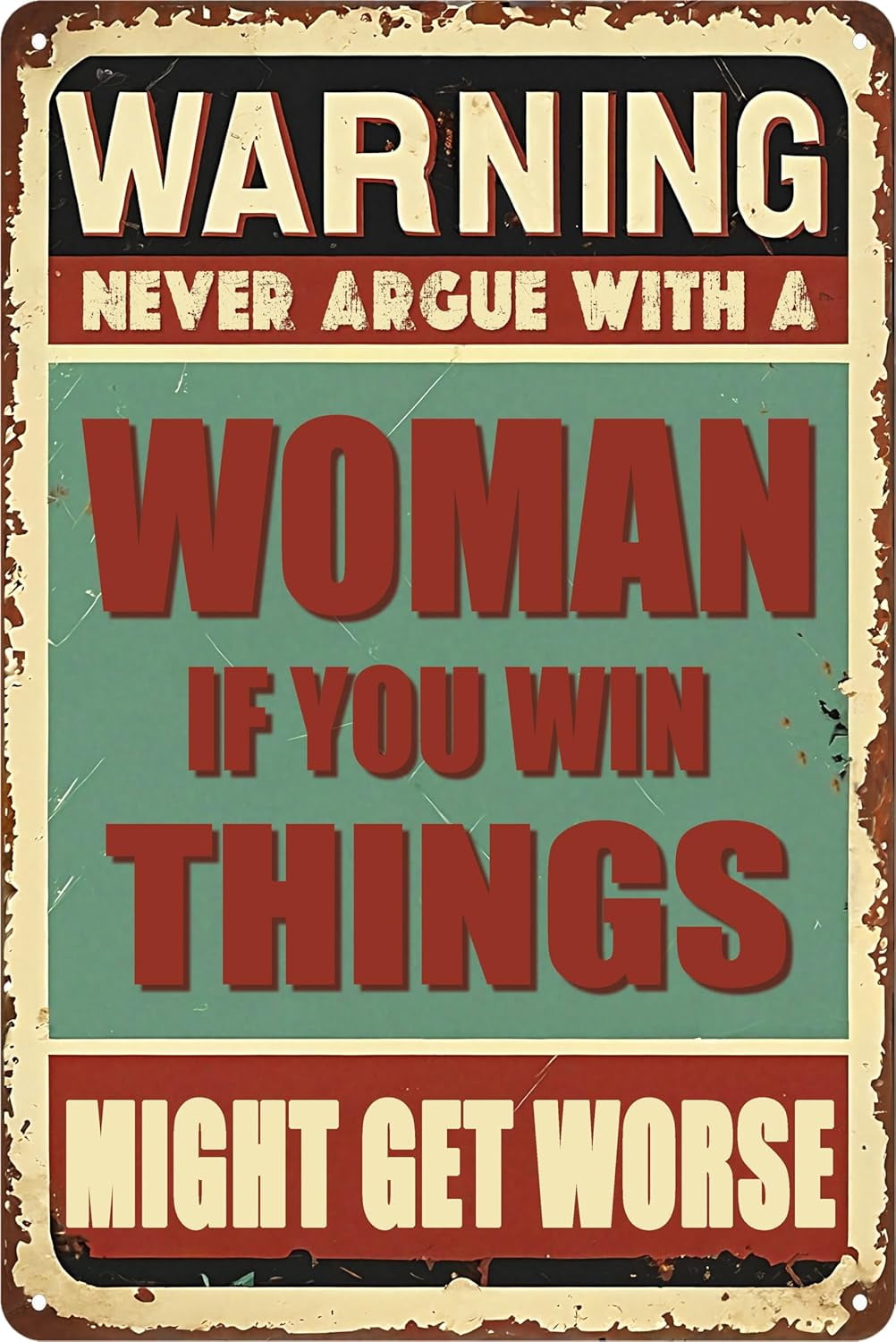 ASPORIC Funny Sign Vintage Tin Metal Sign Retro Wall Art Warning Never ...