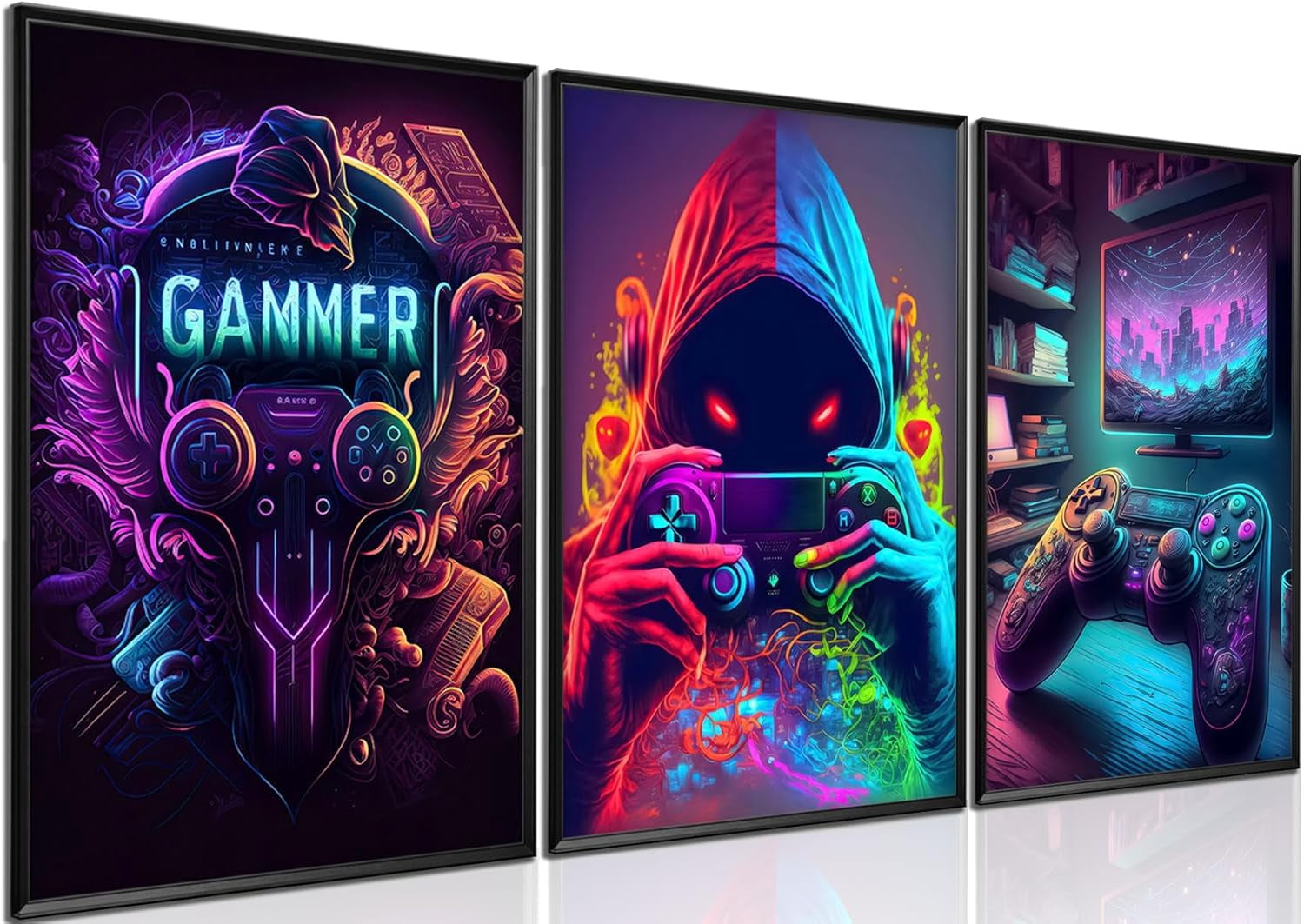 ASPORIC Gaming Room Decor Set of 3 - Cool Gamer Canvas Wall Art Poster ...