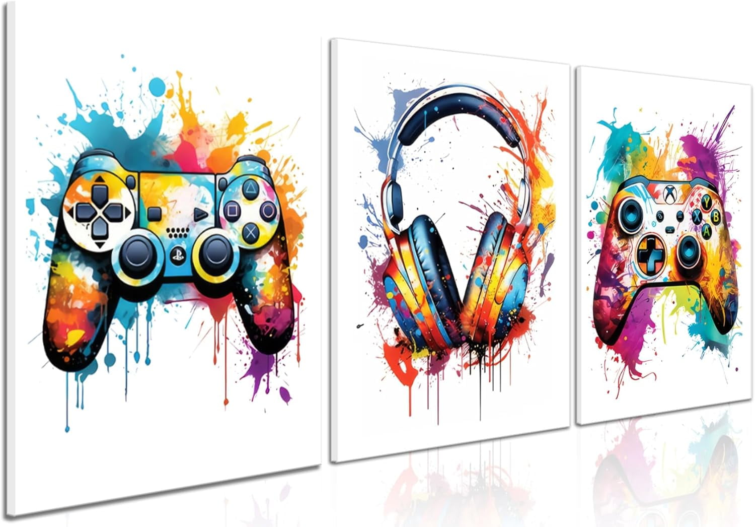 ASPORIC Gaming Room Decor Wall Art Set of 3, Video Gaming Gamepad ...