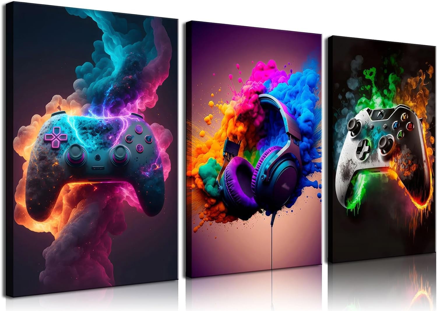 ASPORIC Gaming Room Decor - Wall Art Set of 3, Video Gaming Theme ...