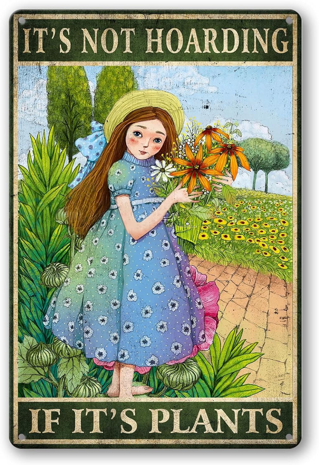 ASPORIC Garden Tin Sign Vintage Plants Wall Poster It's Not Hoarding If ...