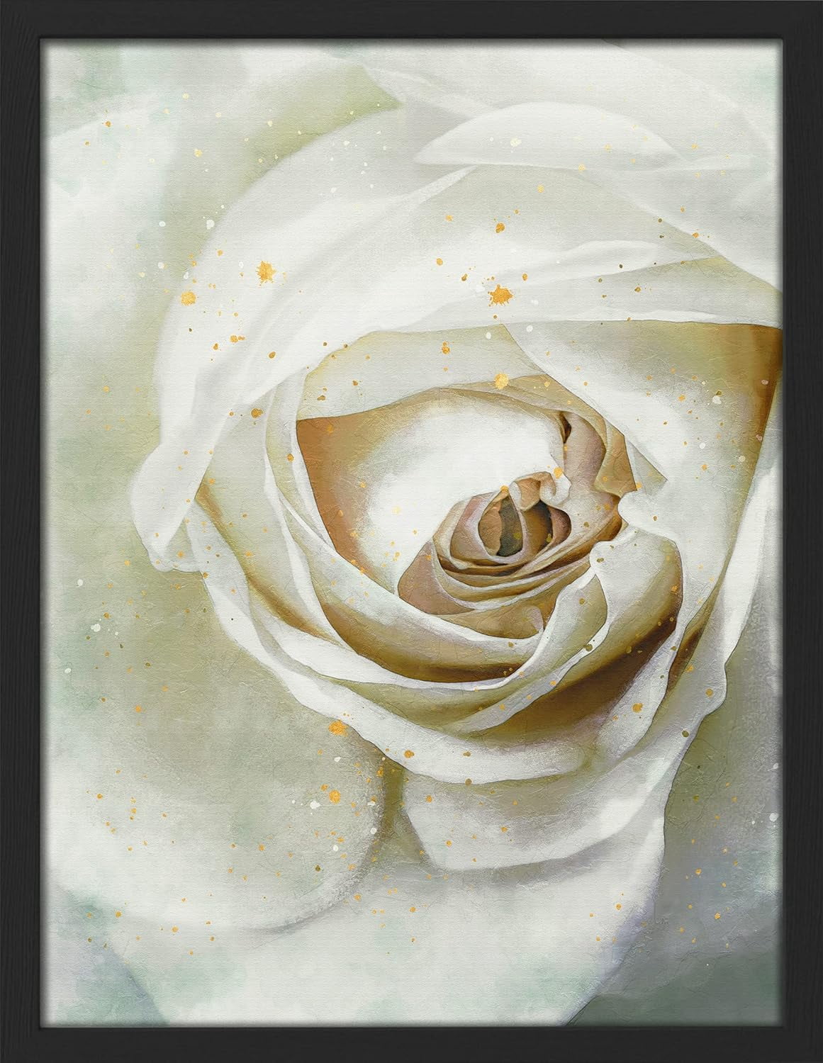 ASPORIC Garden White Rose Close Up Wall Art, Floral Botanical Wall ...