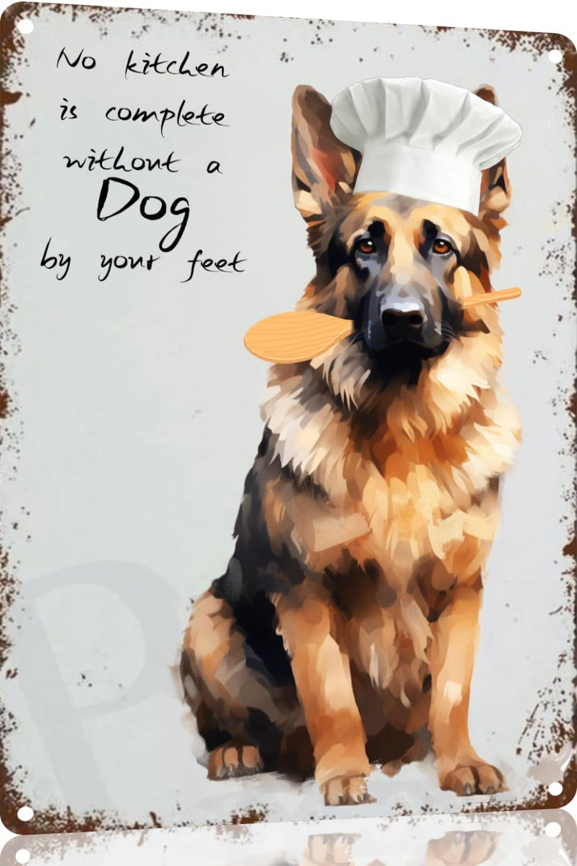ASPORIC German Shepherd Kitchen Art Print,Creative Tin Sign, Funny ...
