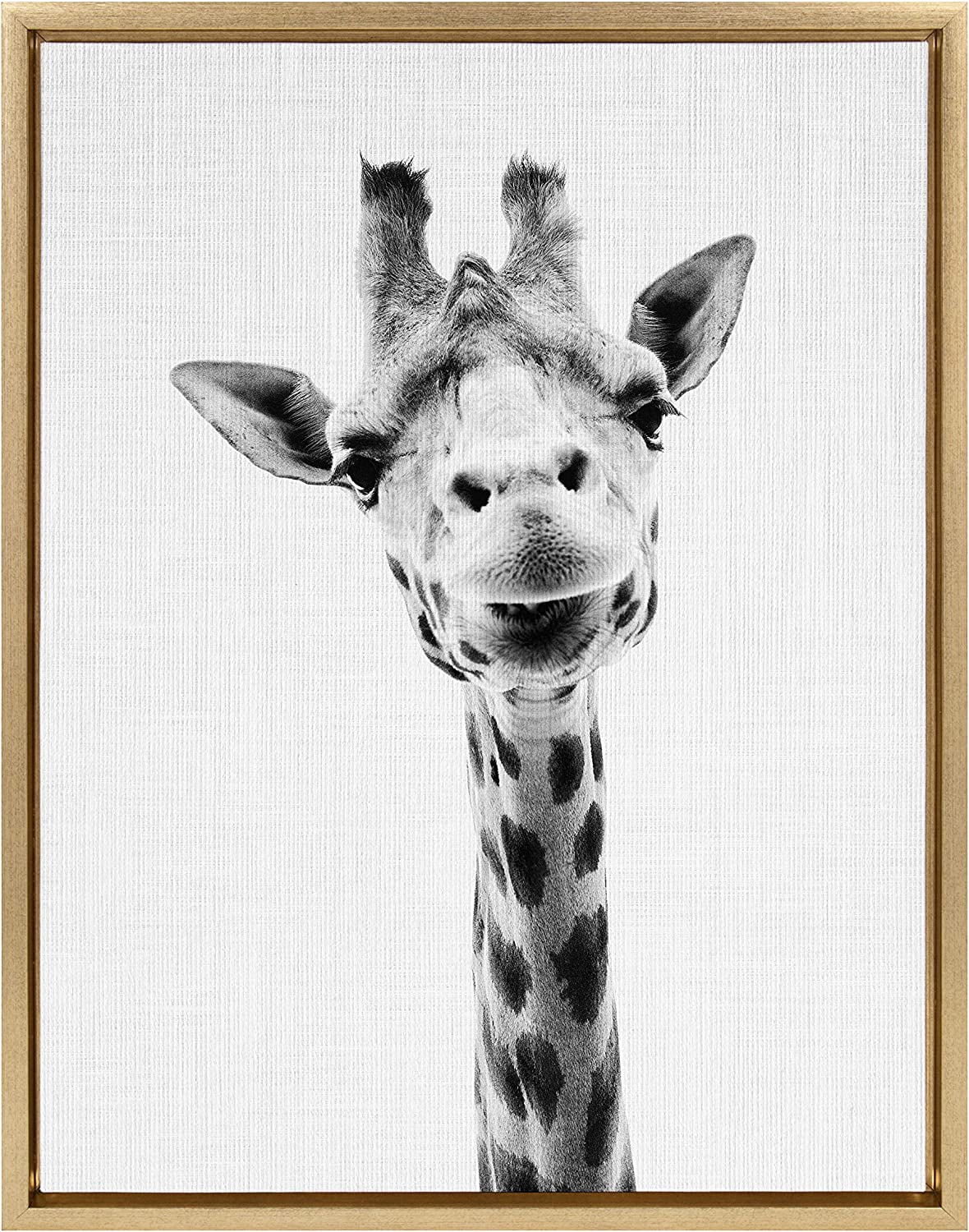 ASPORIC Giraffe Animal Print Black and White Portrait Framed Canvas ...