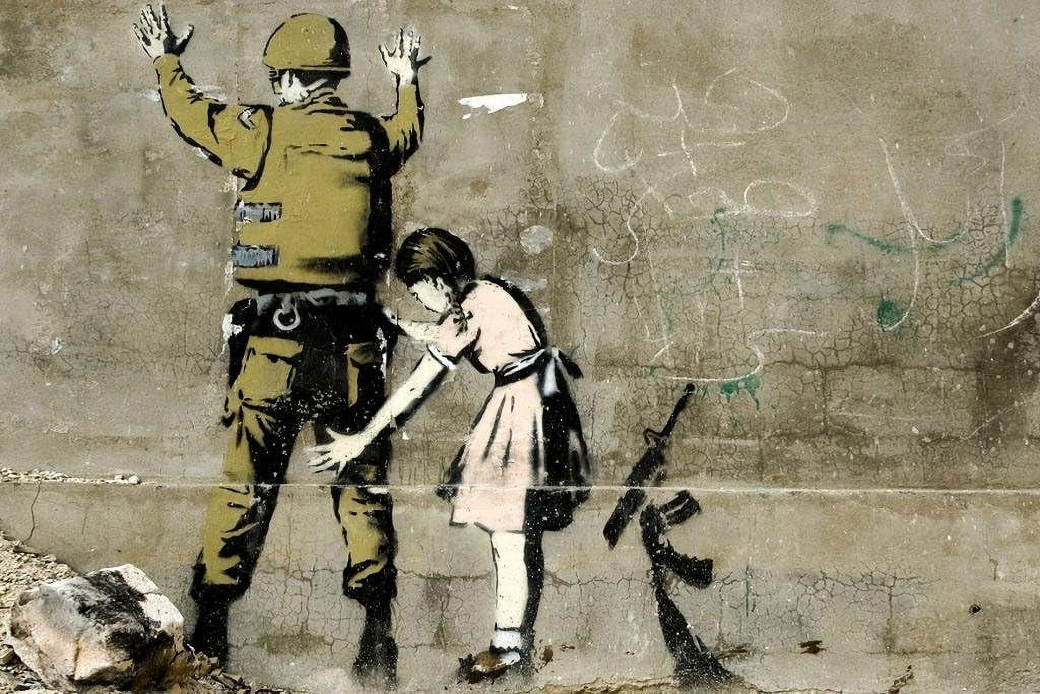 ASPORIC Girl Searching Soldier Graffiti Art Political Kid Child ...