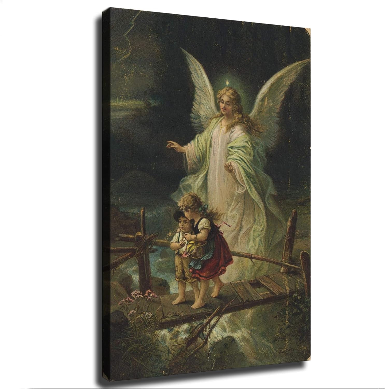 ASPORIC God's Guardian Angel with Children Crossing The Bridge Poster ...