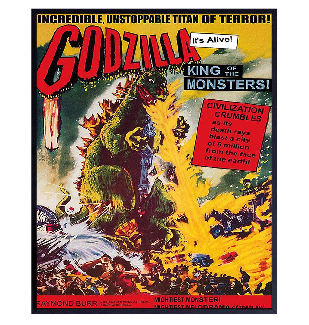 ASPORIC Godzilla Vintage Hollywood Horror Movie Poster Wall Art Print ...